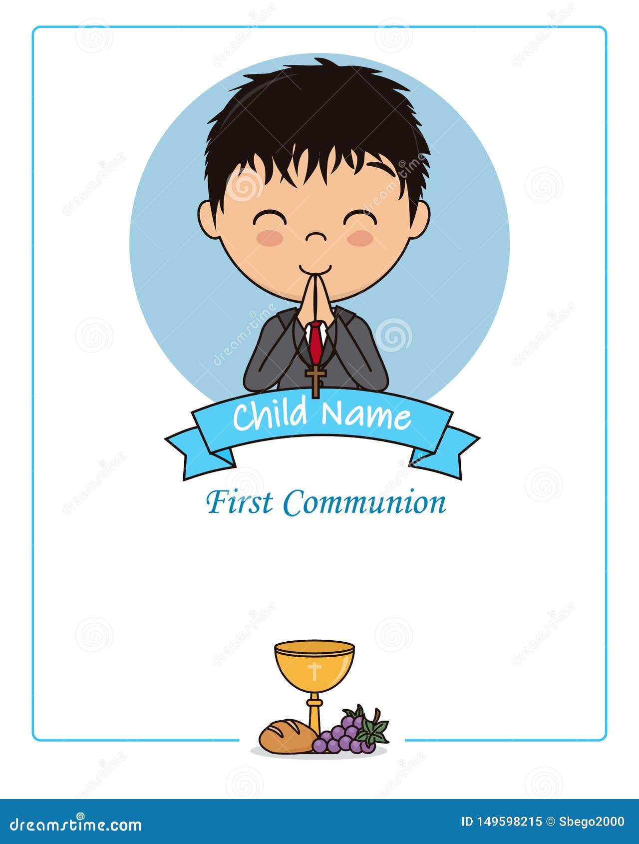 Card My First Communion Boy Stock Vector - Illustration of church, card ...