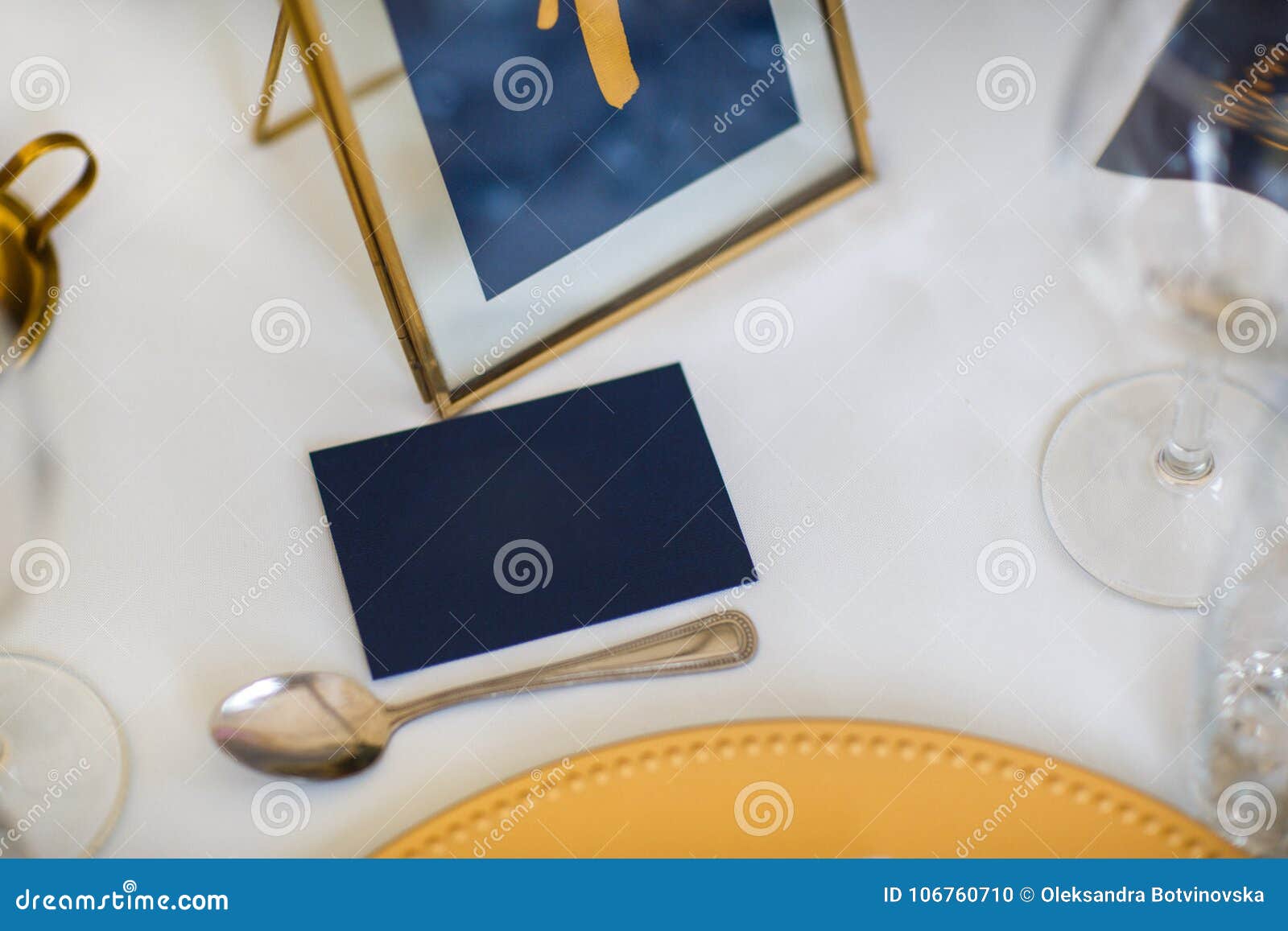 Card for the Name of the Guest at the Wedding Table Stock Photo - Image ...