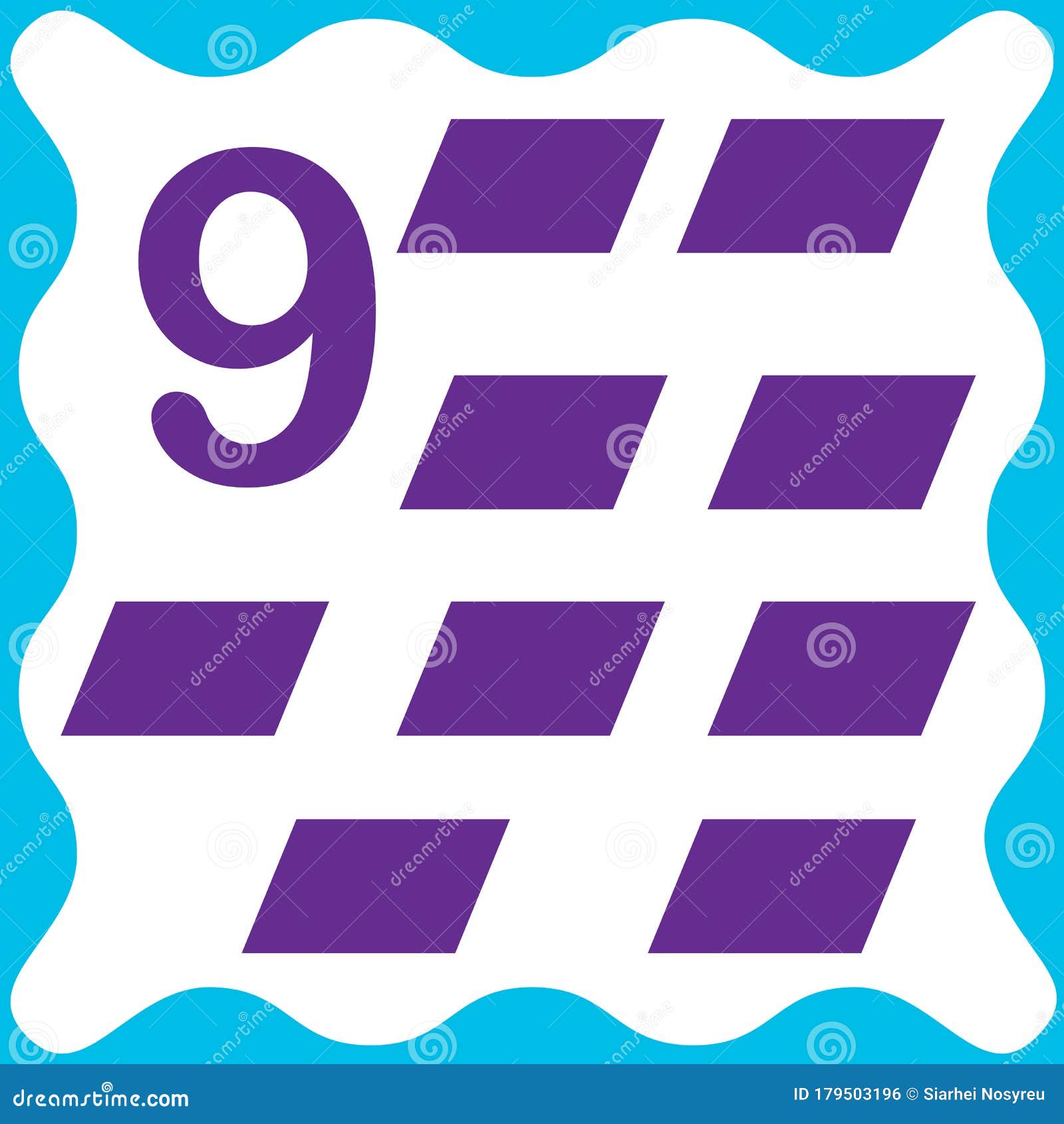 Card Number 9 Nine and Parallelogram. Learning Numbers and Geometric ... Card Number 9 Nine and Parallelogram. Learning Numbers and Geometric ...