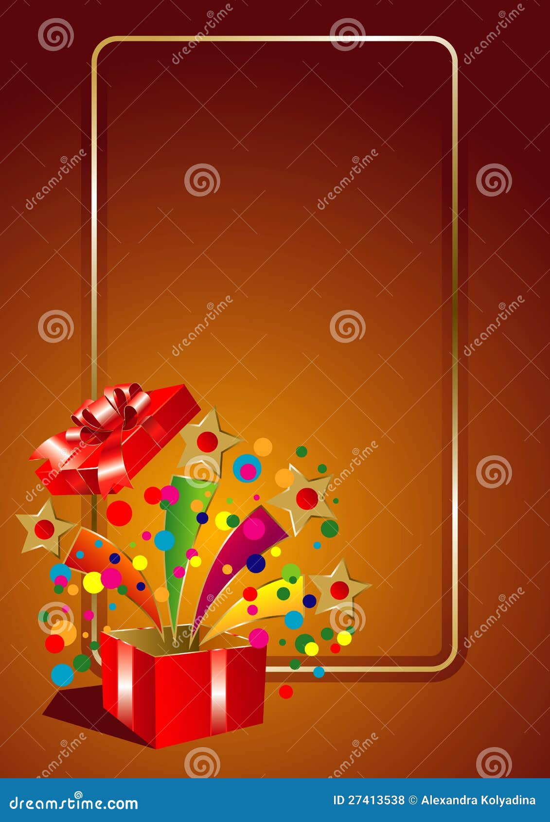 Card with open gift box stock vector. Illustration of ribbon - 27413538