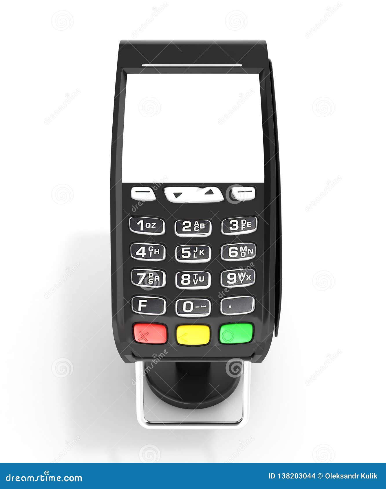 Card Payment Terminal POS Terminal Top View with Empty Screen Isolated ...