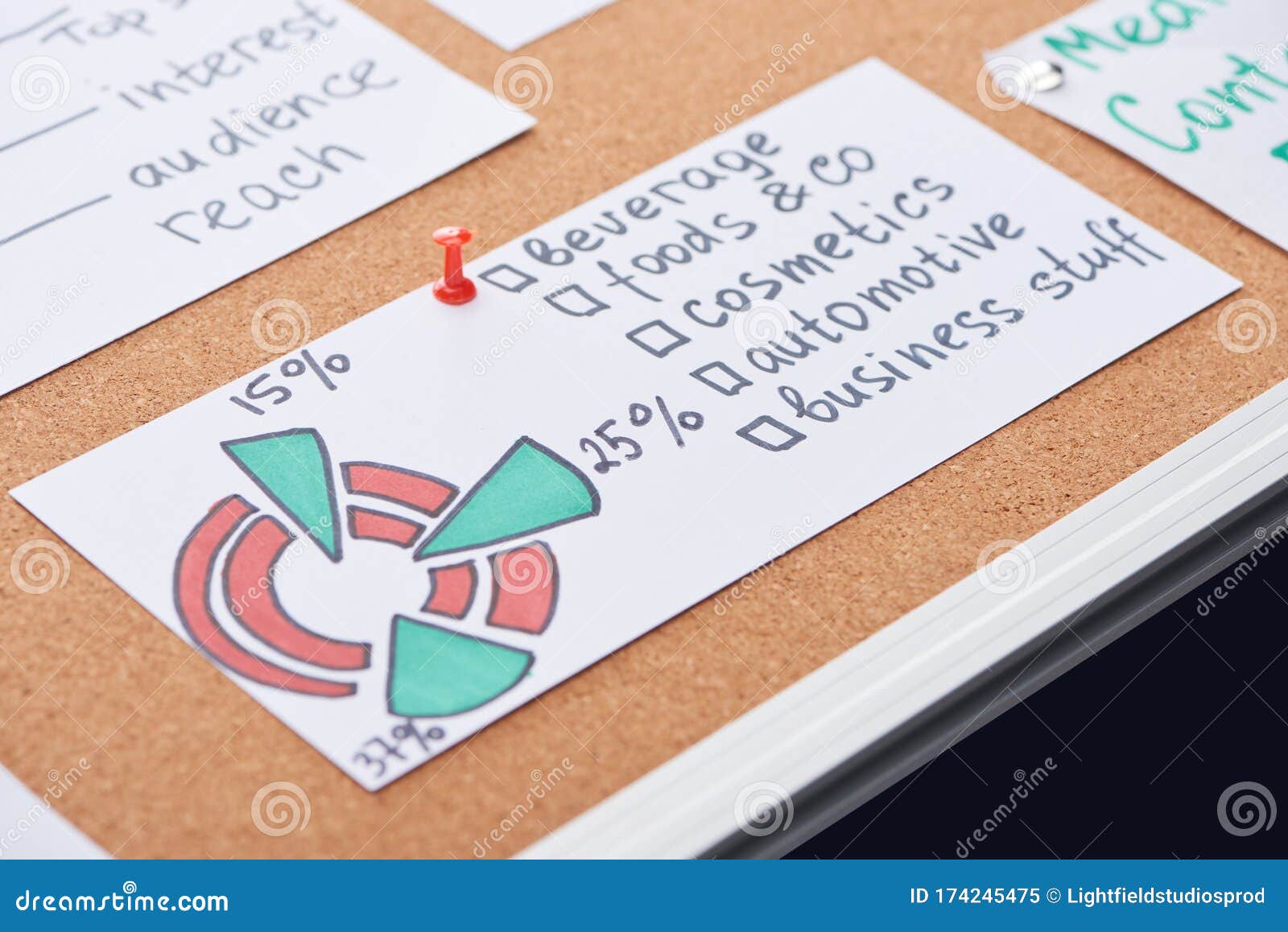 Card with Personal Development Chart Pinned on Cork Office Board. Stock ...