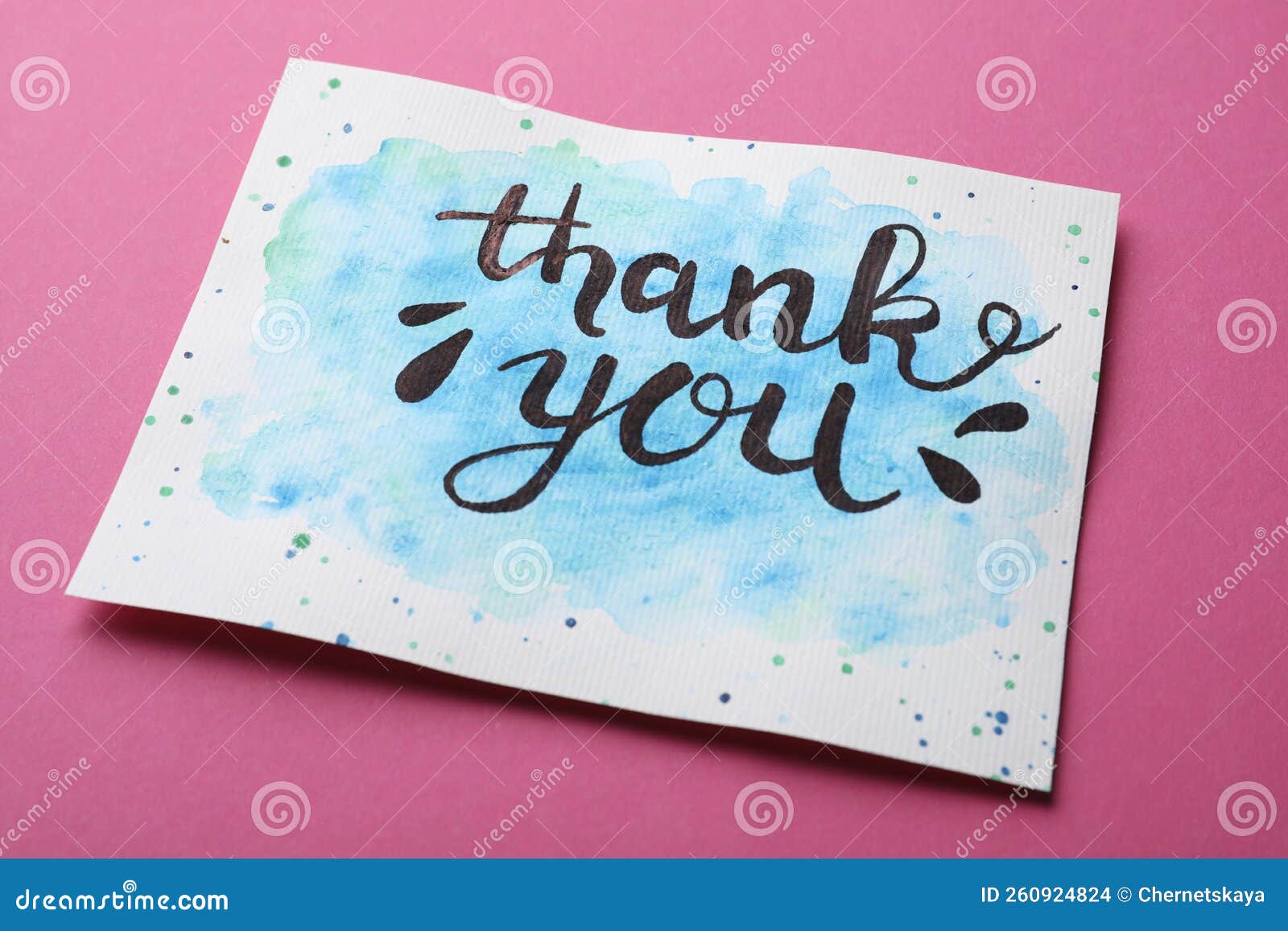 Card with Phrase Thank You on Pink Background Stock Photo - Image of ...