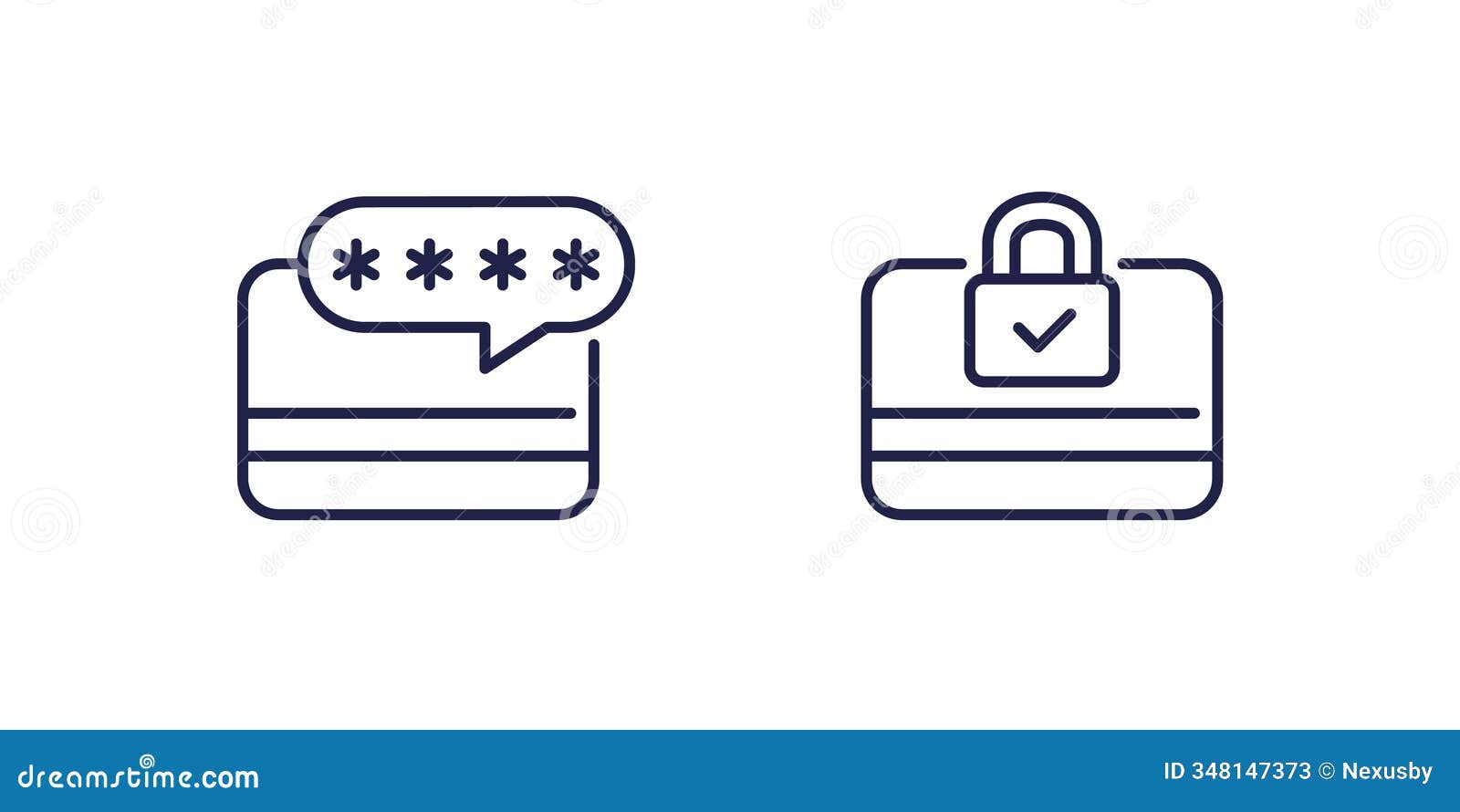 Card PIN Code Icon, Secure Payment Line Vector Stock Illustration ...