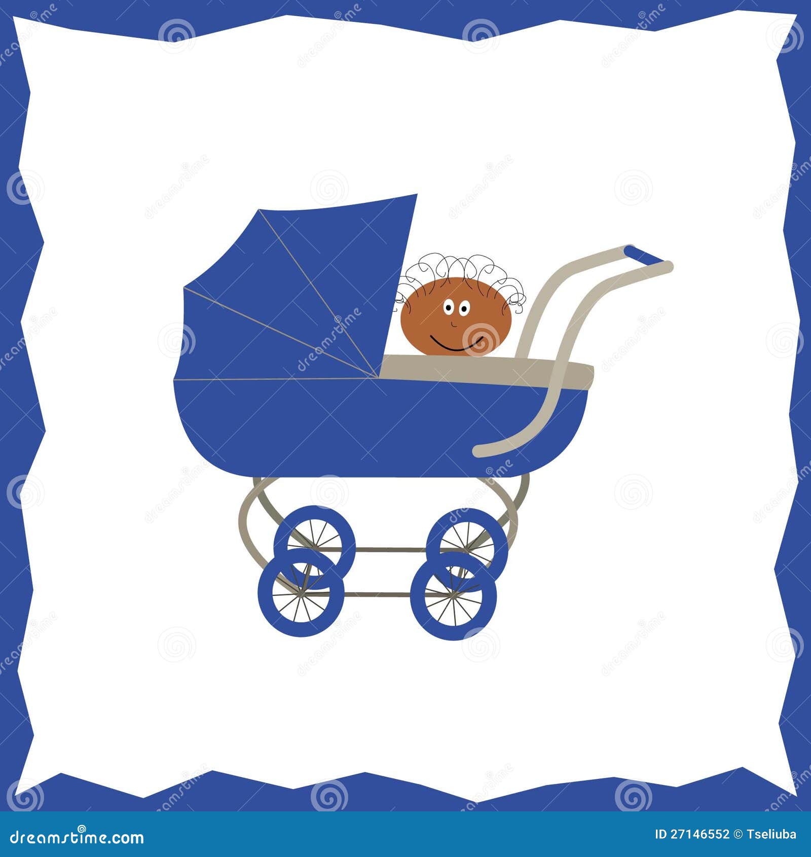 Card with a Pink Pram, Stroller Stock Illustration - Illustration of ...