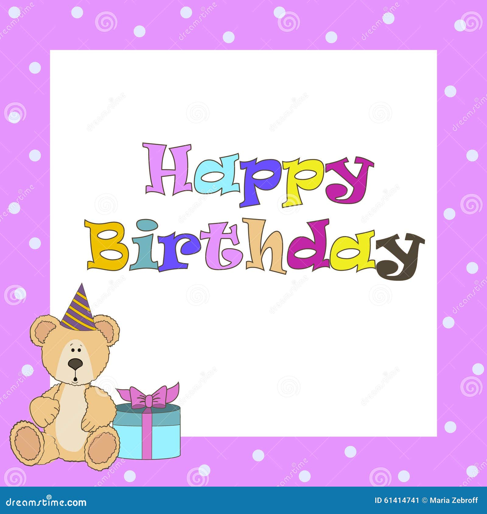 Card with Pink Teddy Bear for Girl Stock Vector - Illustration of cute ...