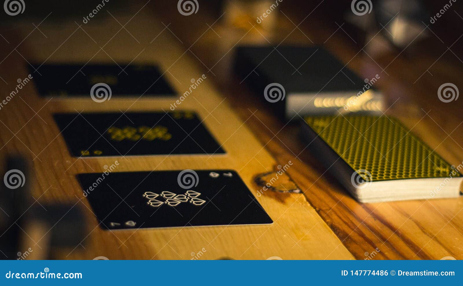 Card Playing Set on Low Light Stock Photo - Image of wood, cards: 147774486