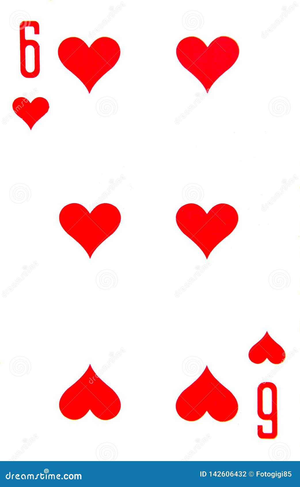 Card Playing Six of Hearts, Suit of Hearts Stock Photo - Image of card ...
