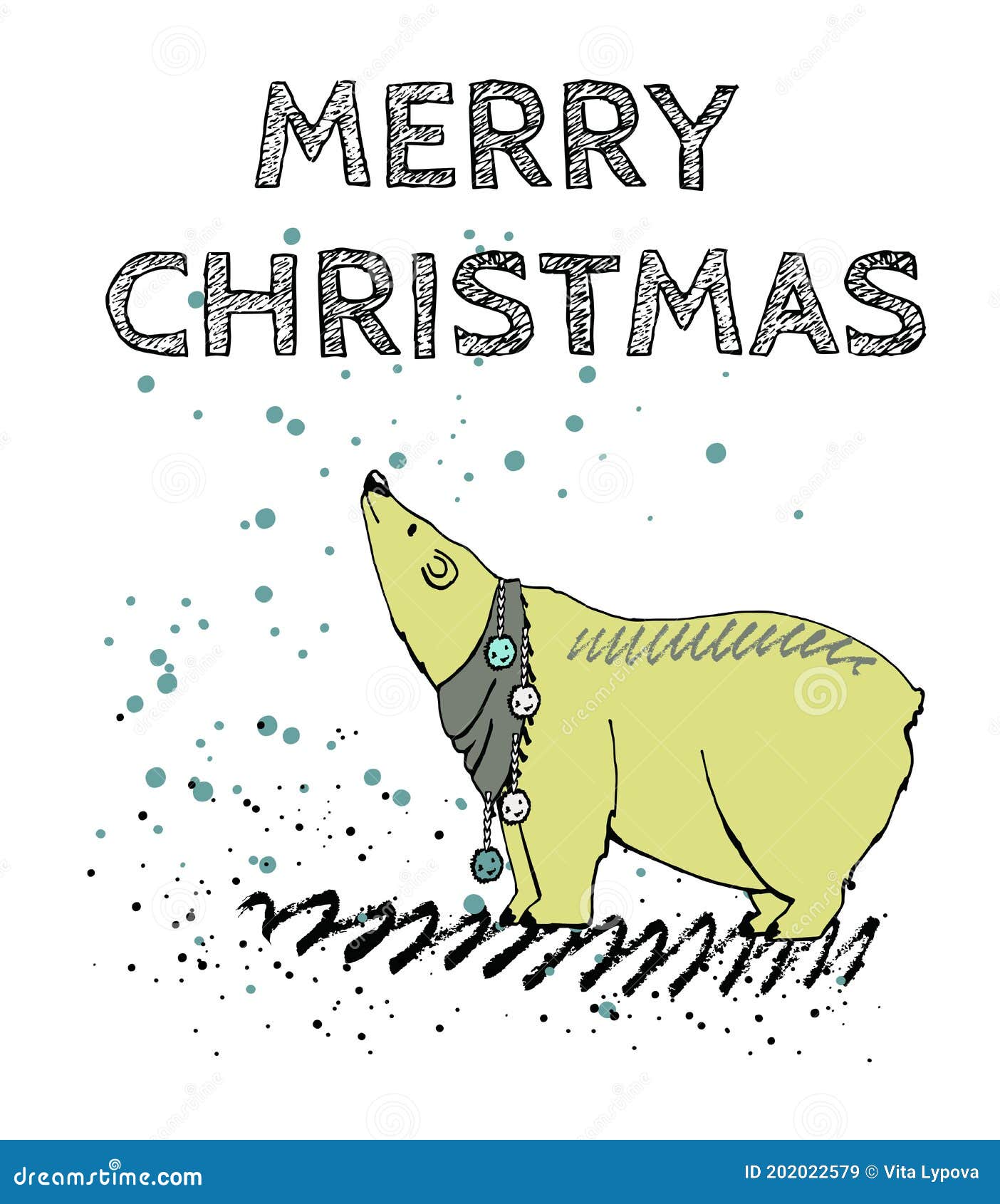 Card With Polar Bear Merry Christmas Stock Vector Illustration Of