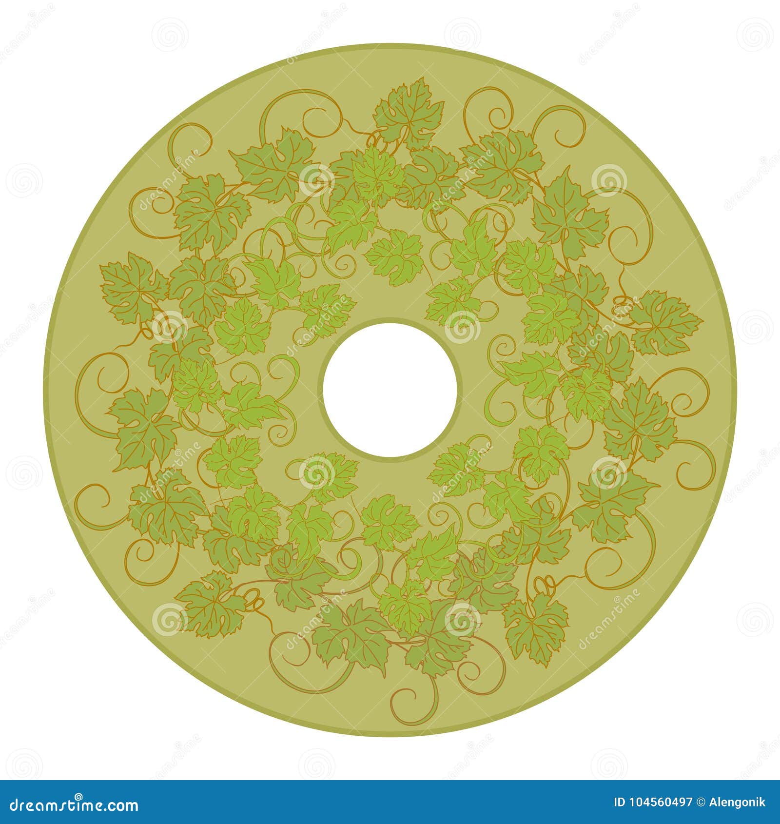 Grape Vines Circle Decor Pattern Background. Stock Vector ...