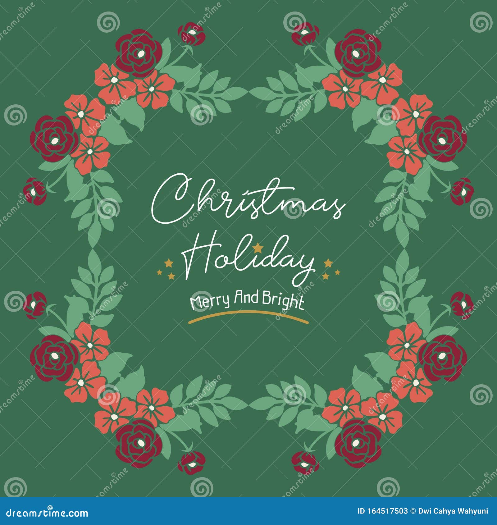 Card or Poster for Christmas Holiday, with Elegant Wreath Frame Pattern ...