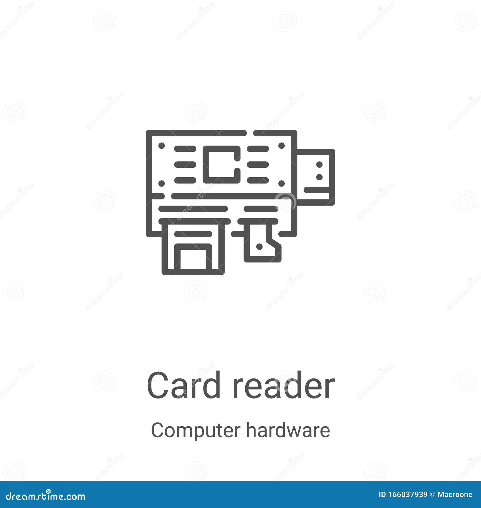 Card Reader Icon Vector from Computer Hardware Collection. Thin Line ...