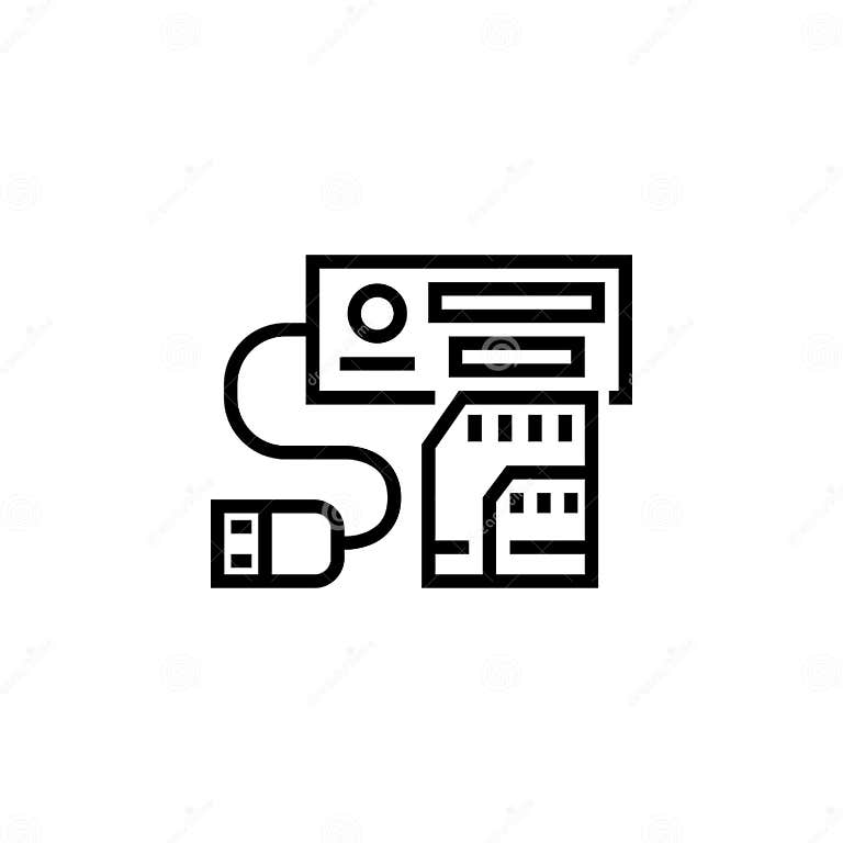 Card Reader Vector Icon. Computer Component Icon Outline Style. Perfect ...