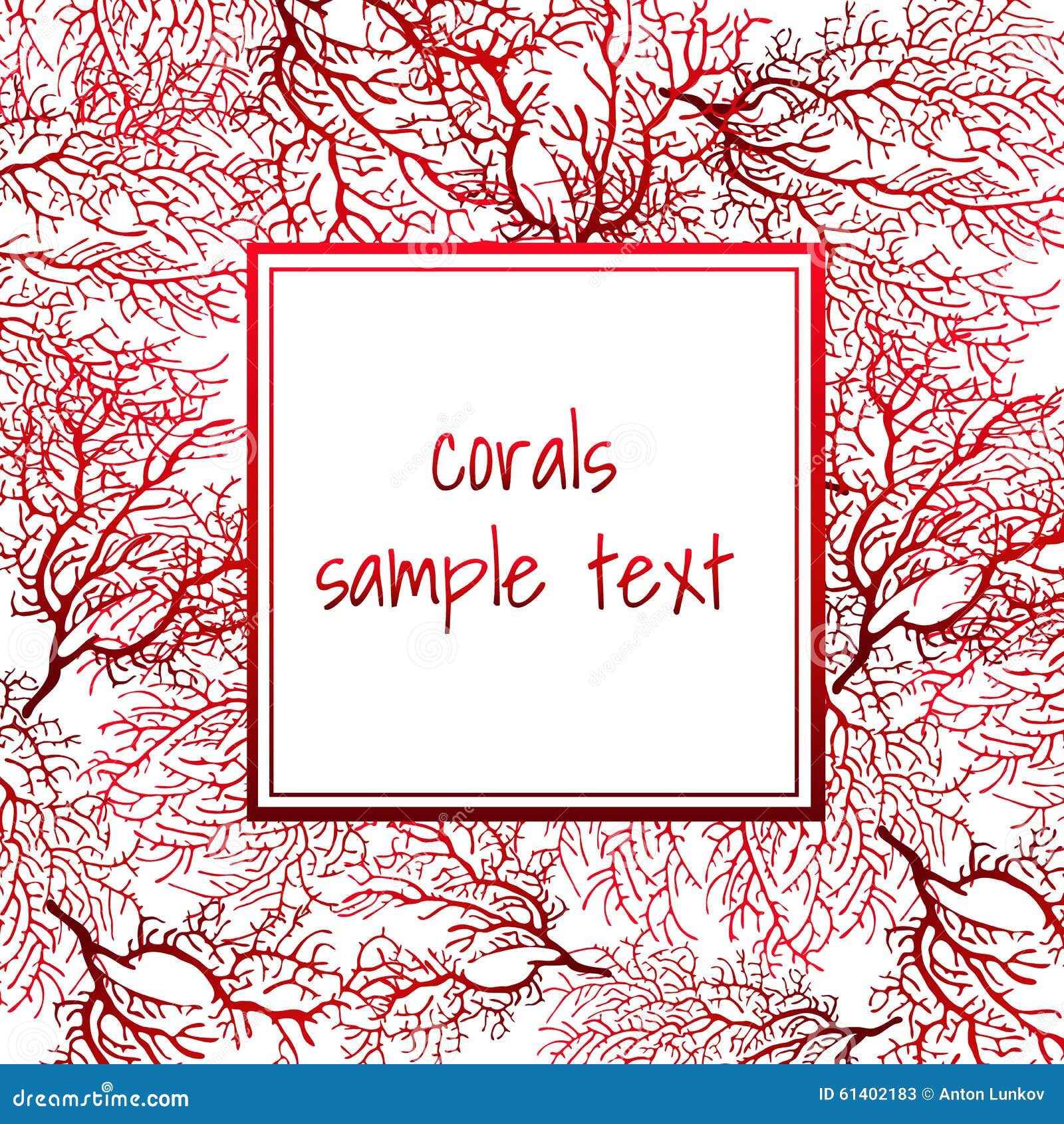 Card with Red Coral and Frame for Text Stock Vector - Illustration of ...