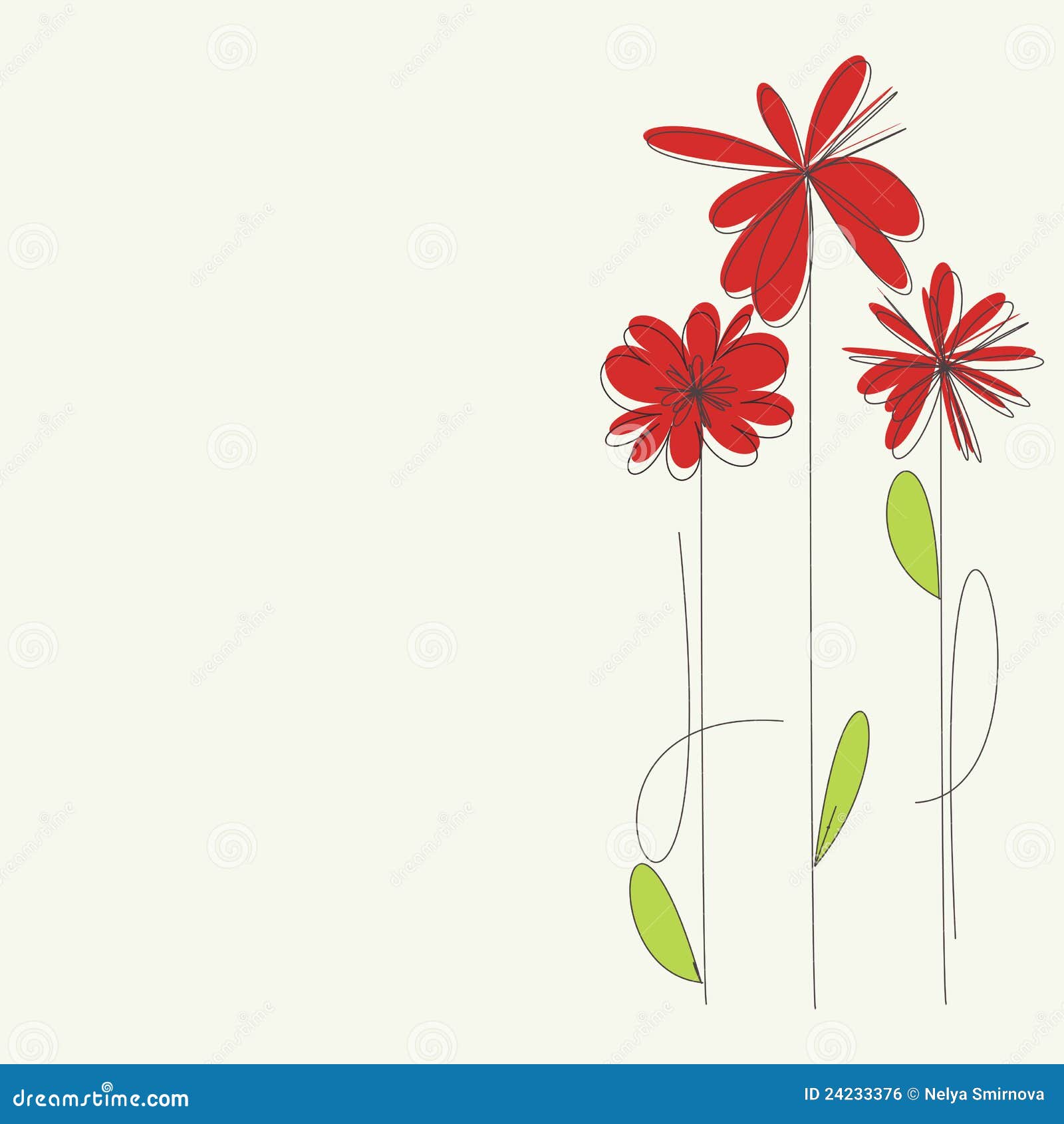 Card with red flowers stock vector. Illustration of party - 24233376