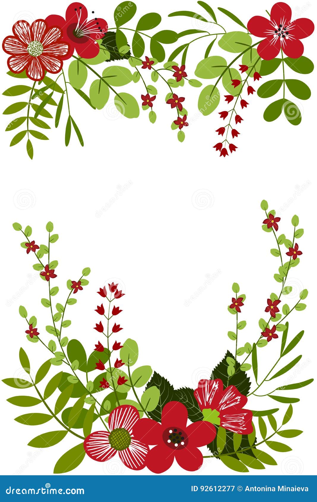 Card red flowers stock vector. Illustration of flower - 92612277