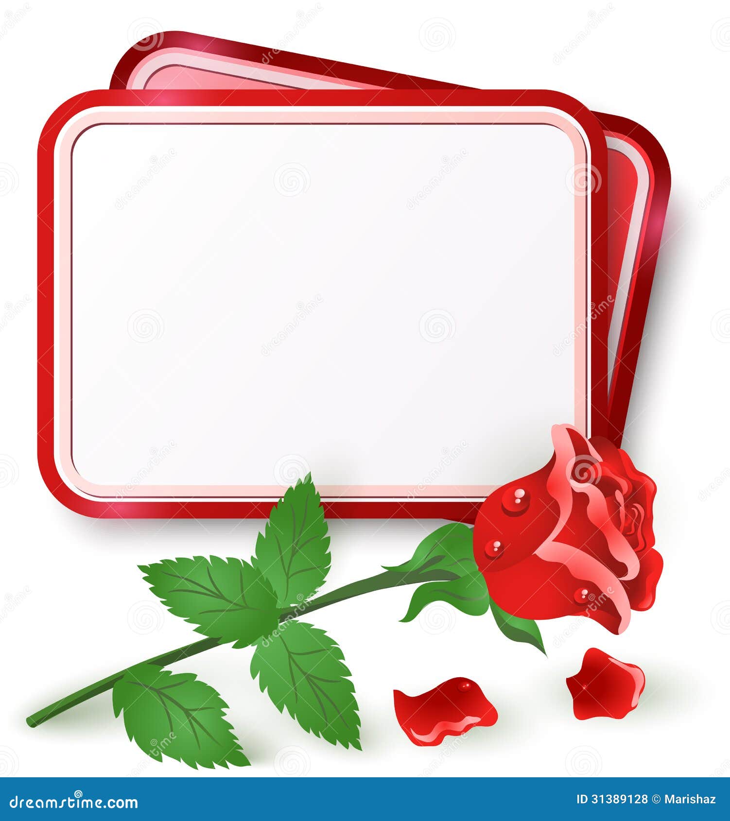 Card with red rose stock vector. Illustration of foliage - 31389128
