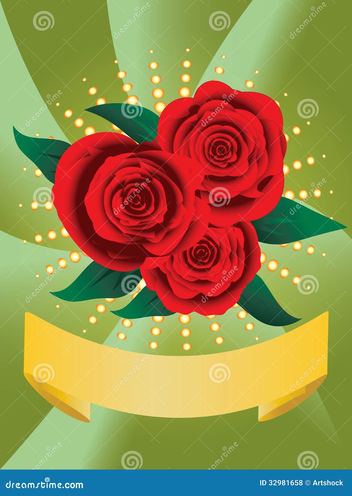 Card with red roses stock vector. Illustration of retro - 32981658