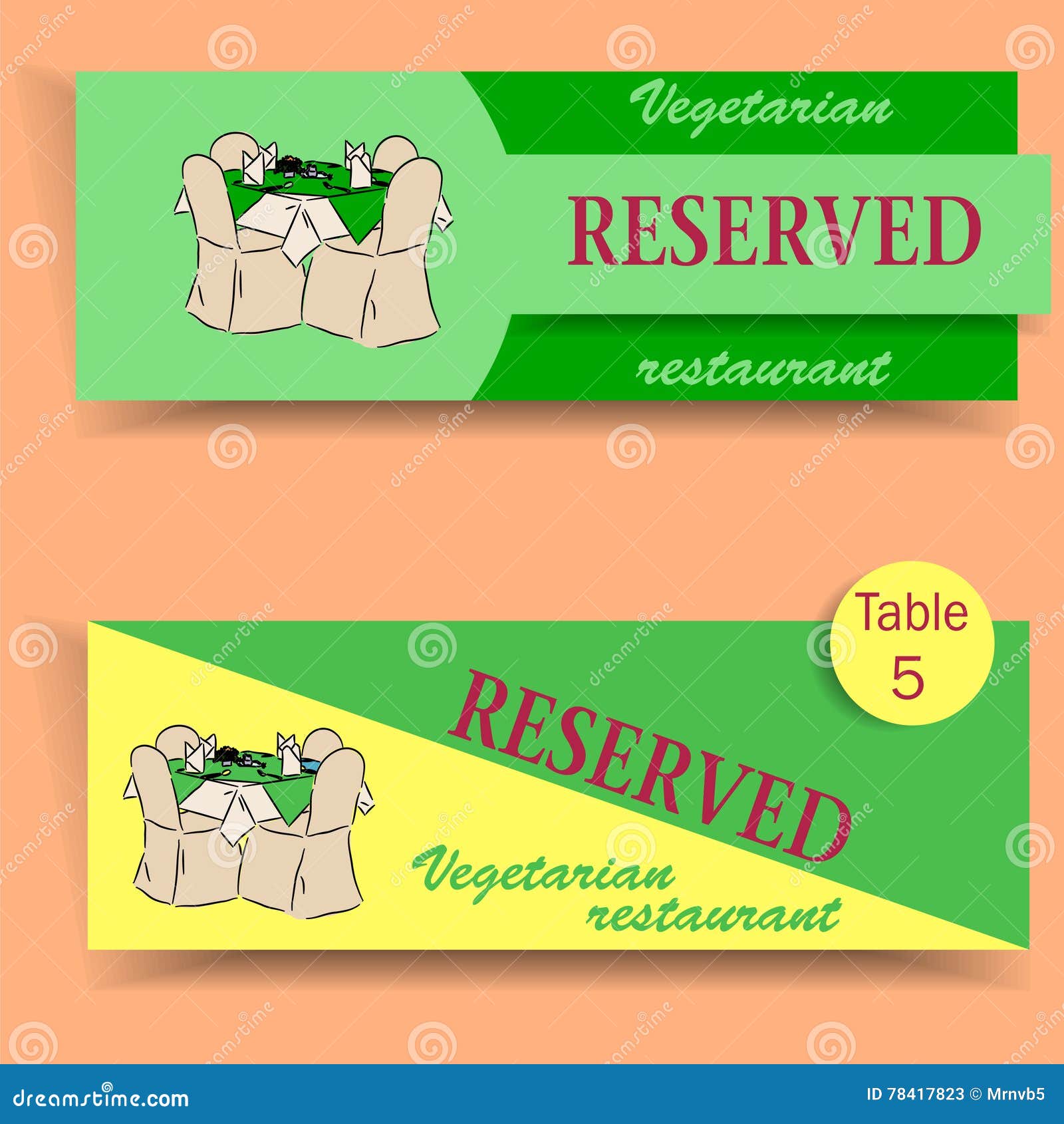 Card Reservations for Restaurants and Cafes. Stock Vector ...