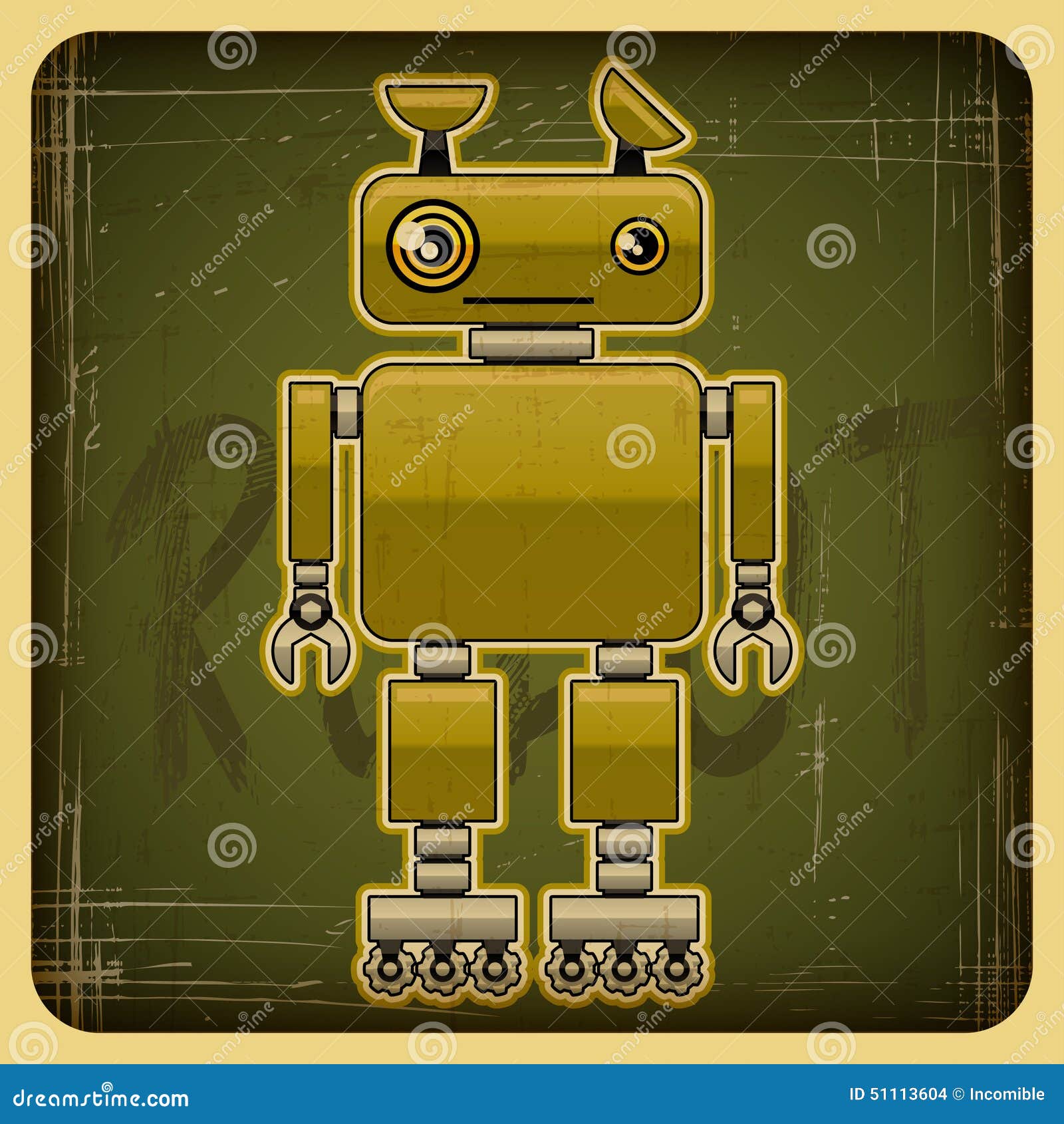 Card in Retro Style with the Robot Stock Vector - Illustration of card ...