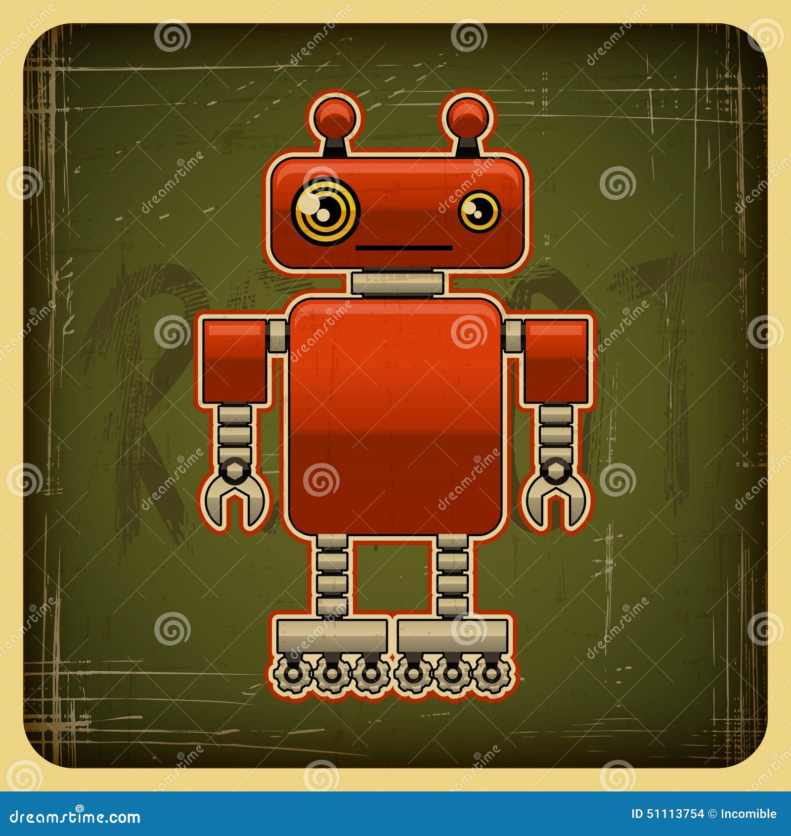Card in Retro Style with the Robot Stock Vector - Illustration of ...