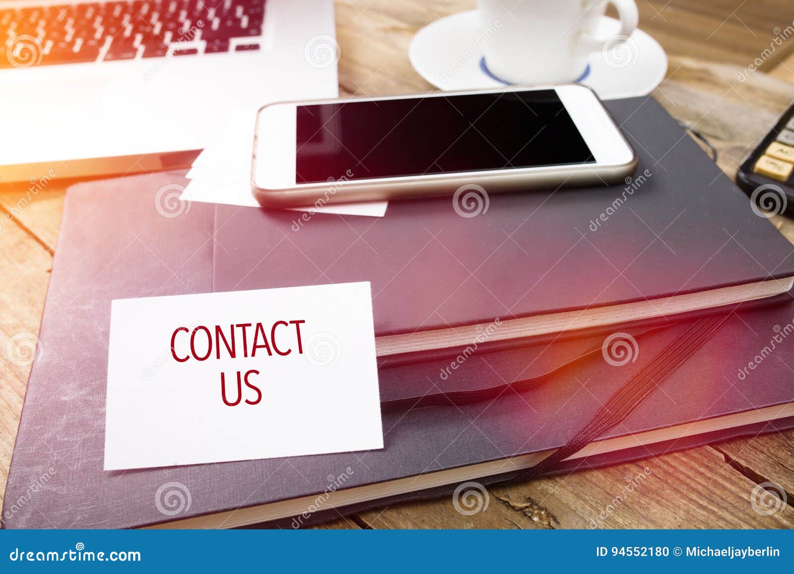 Card Saying Contact Us on Note Pad Stock Photo - Image of table, copy ...
