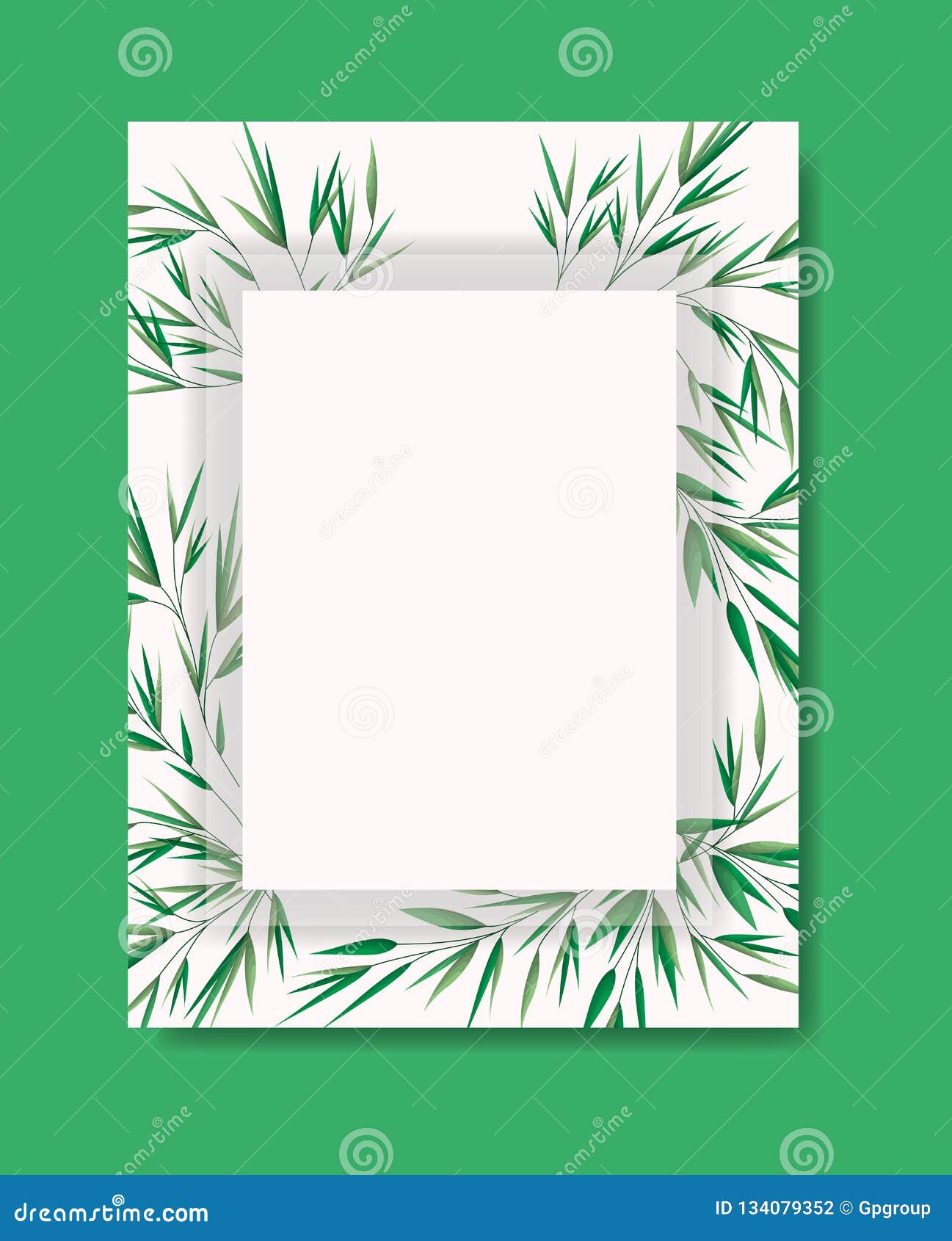 Card with Square Frame and Laurel Leafs Stock Vector - Illustration of ...