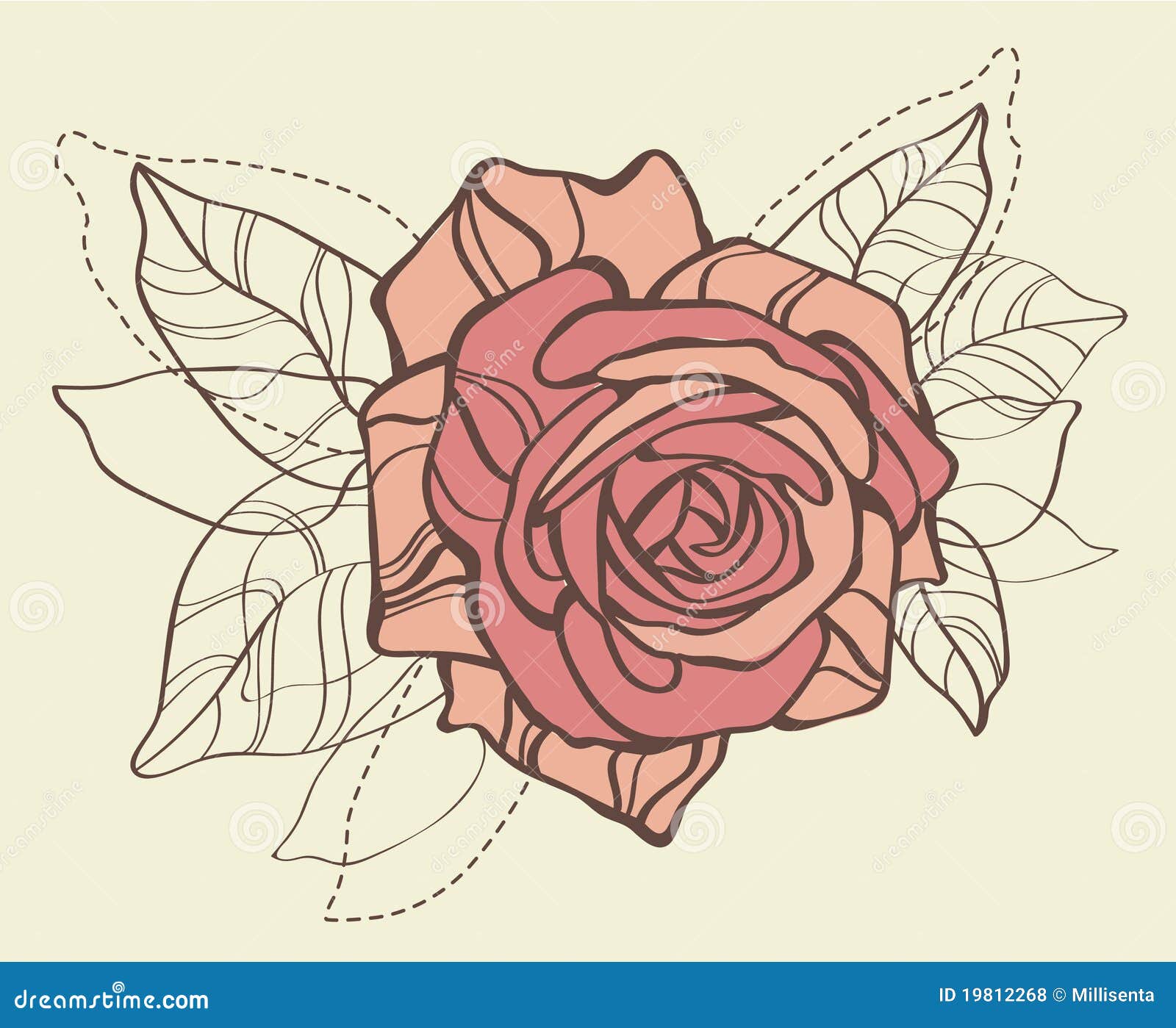 Card with Stylized Rose Vector Stock Vector - Illustration of groom ...