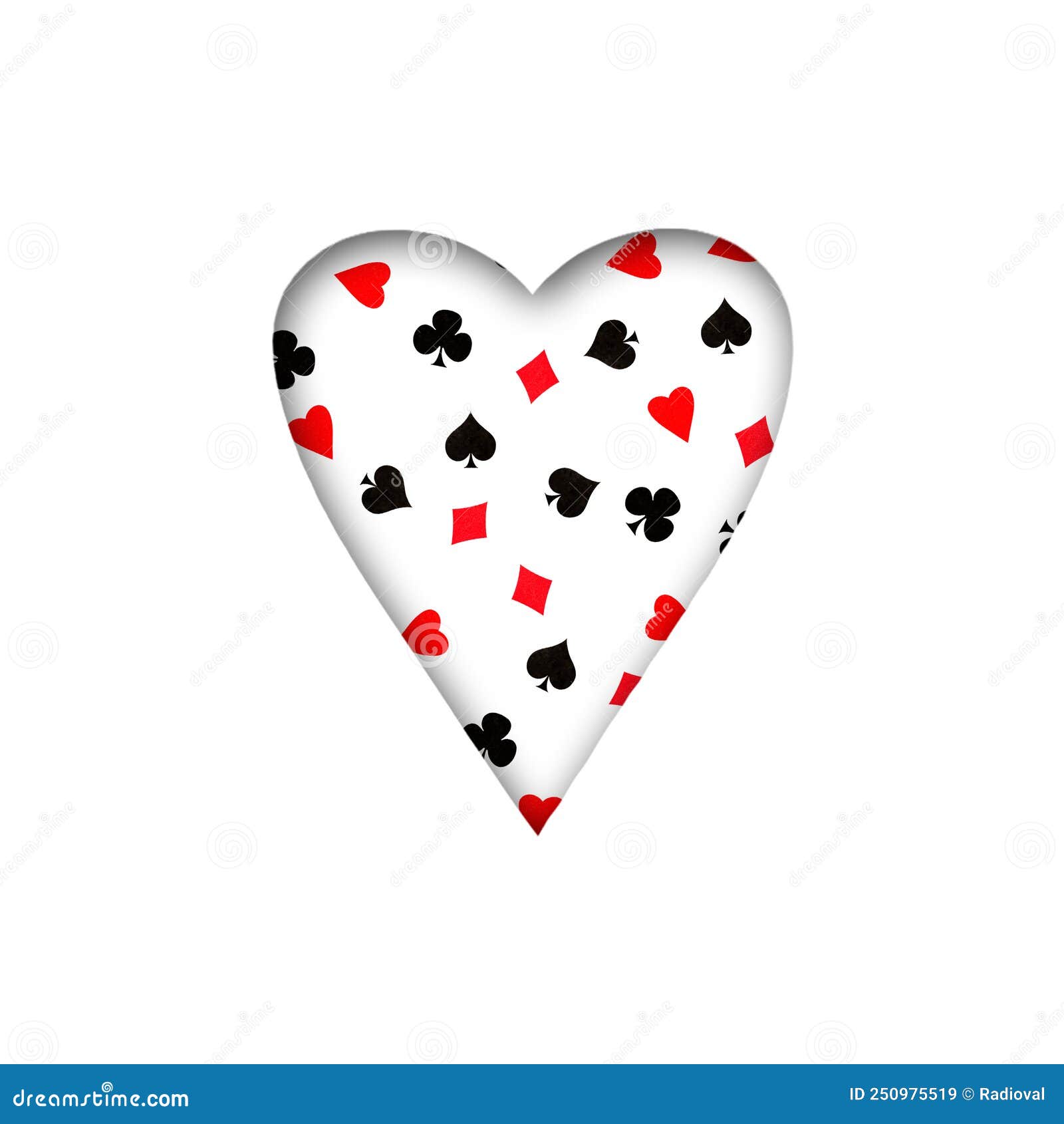 Card Suit, Hearts, From Various Card Suits. Shadow. Isolated On A White ...