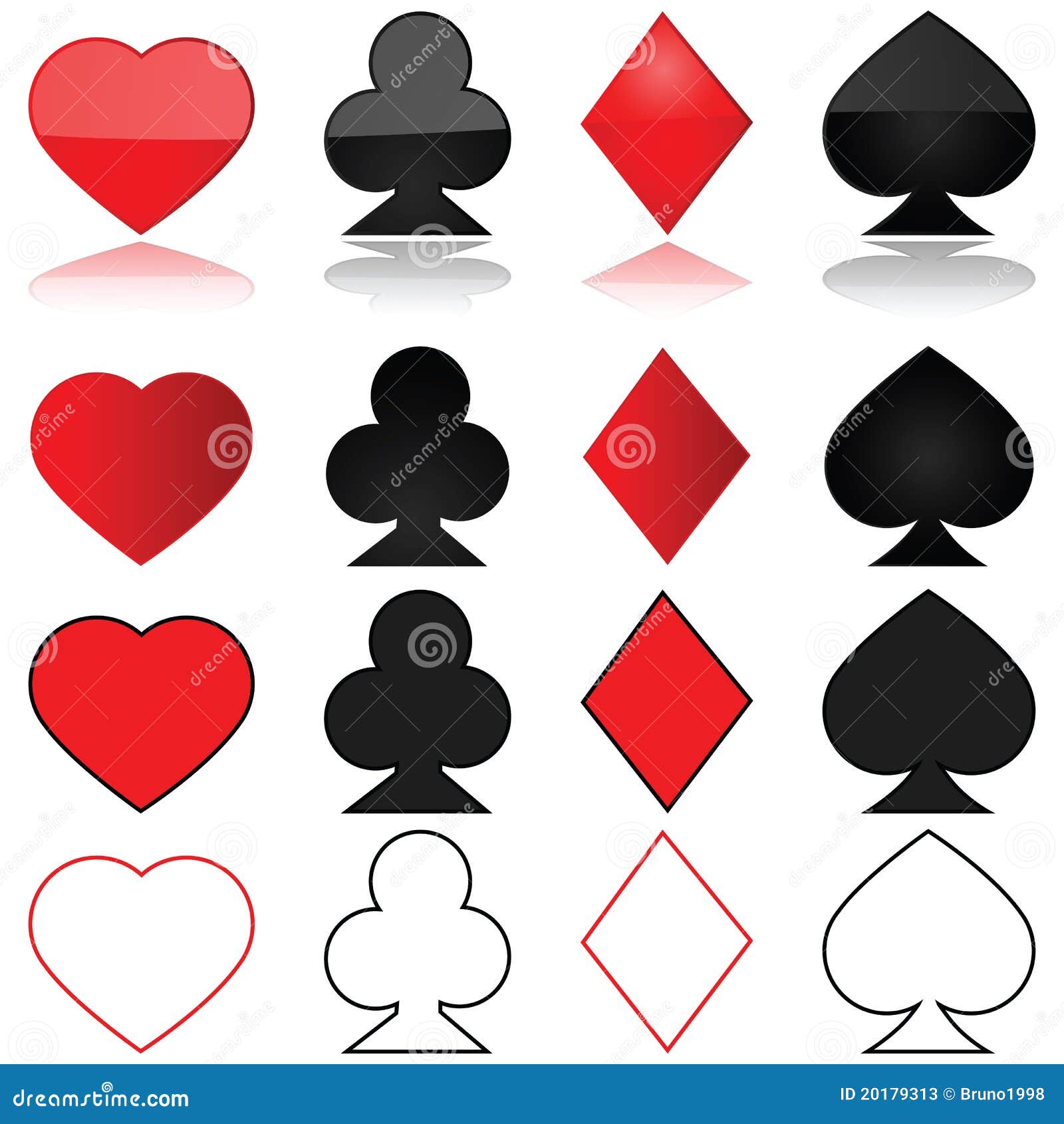 Card suits stock vector. Illustration of symbol, bright - 20179313