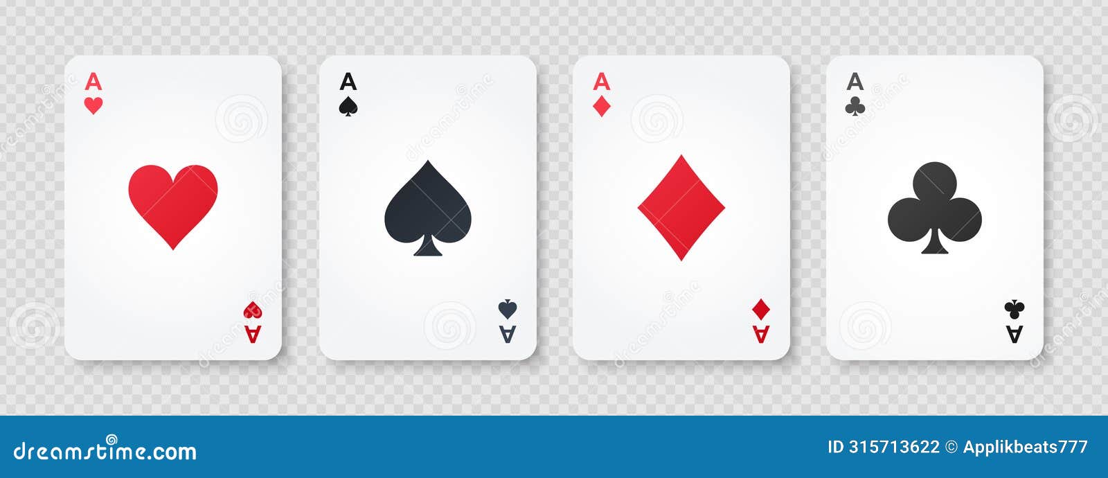 4 Types Of Playing Cards Pips Symbols With A Banner Scroll Around ...