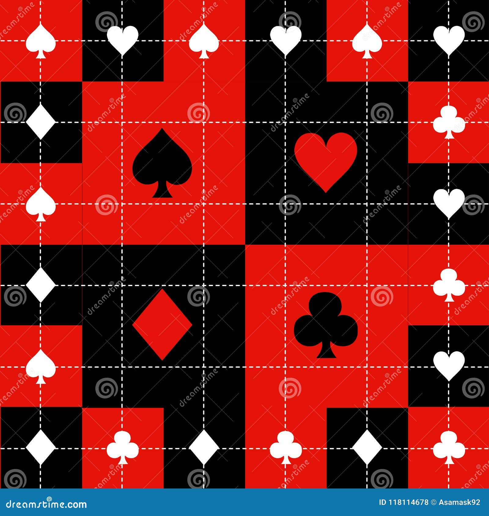 Card Suits Red Black White Chess Board Background Vector Illustration ...