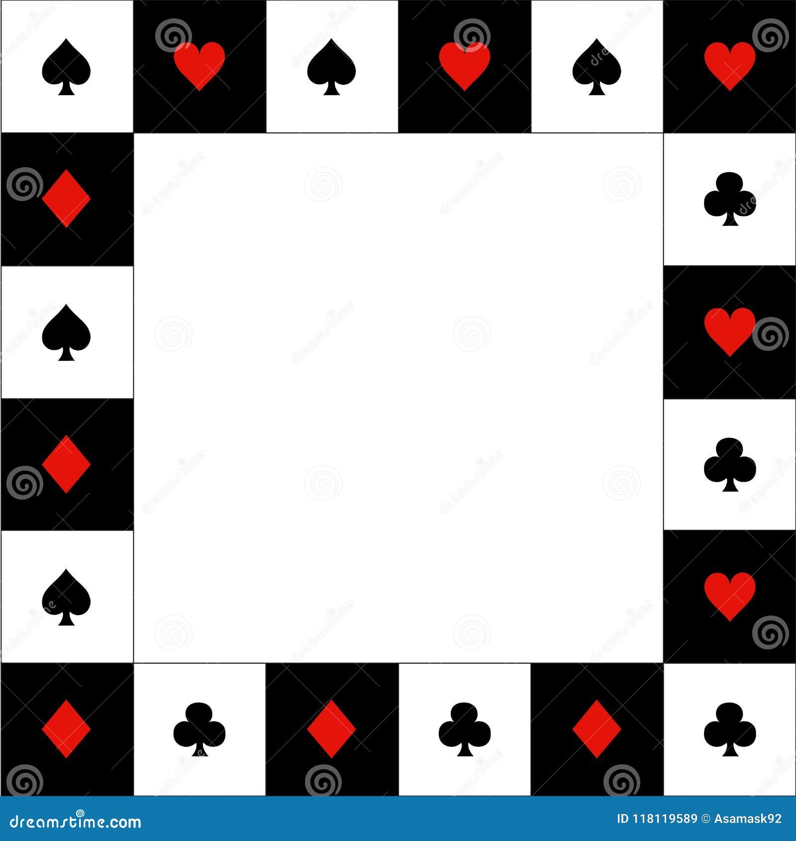 Card Suits Red Black White Chess Board Border. Vector Illustration ...