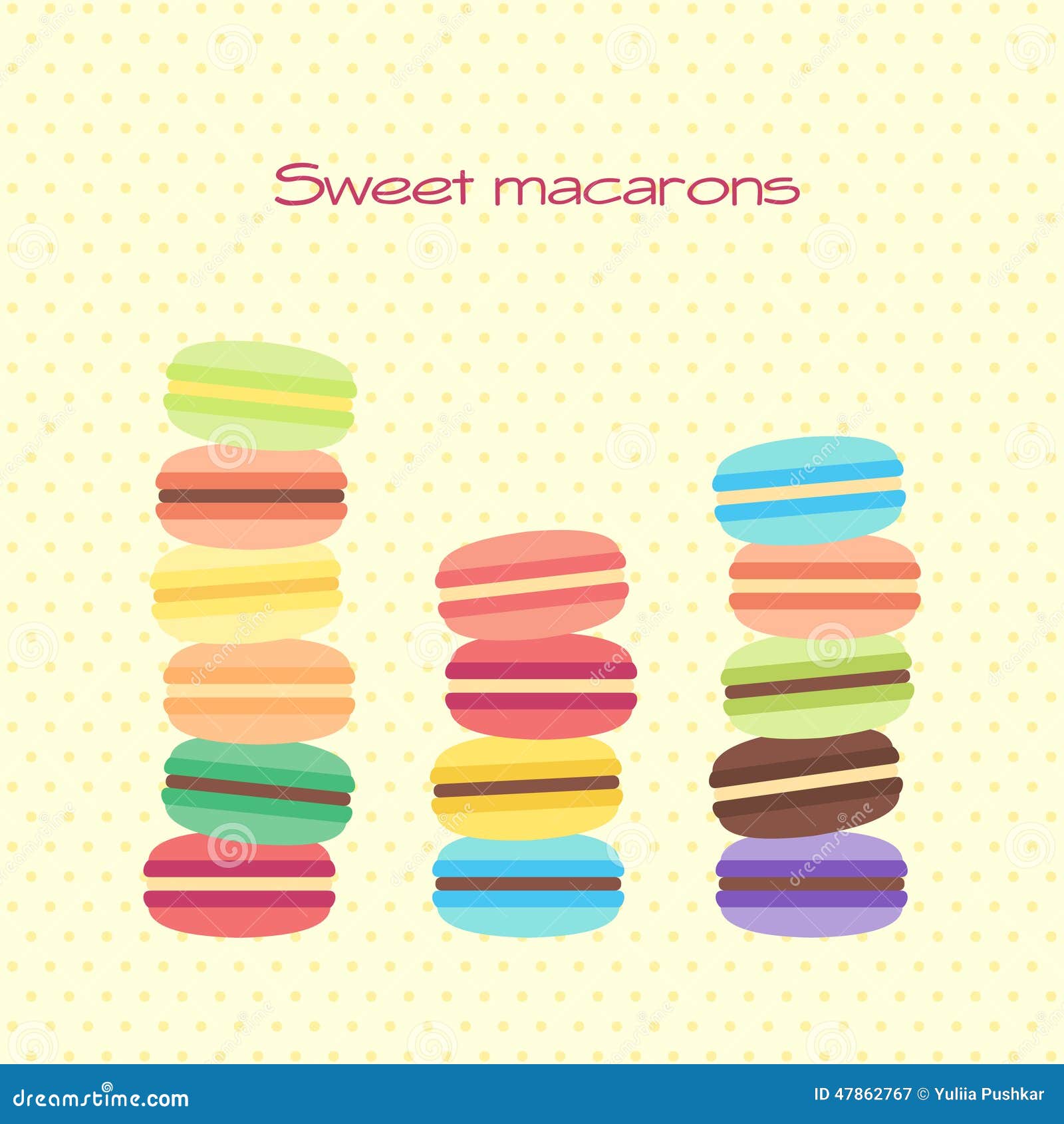 Card with sweet macarons stock vector. Illustration of dots - 47862767