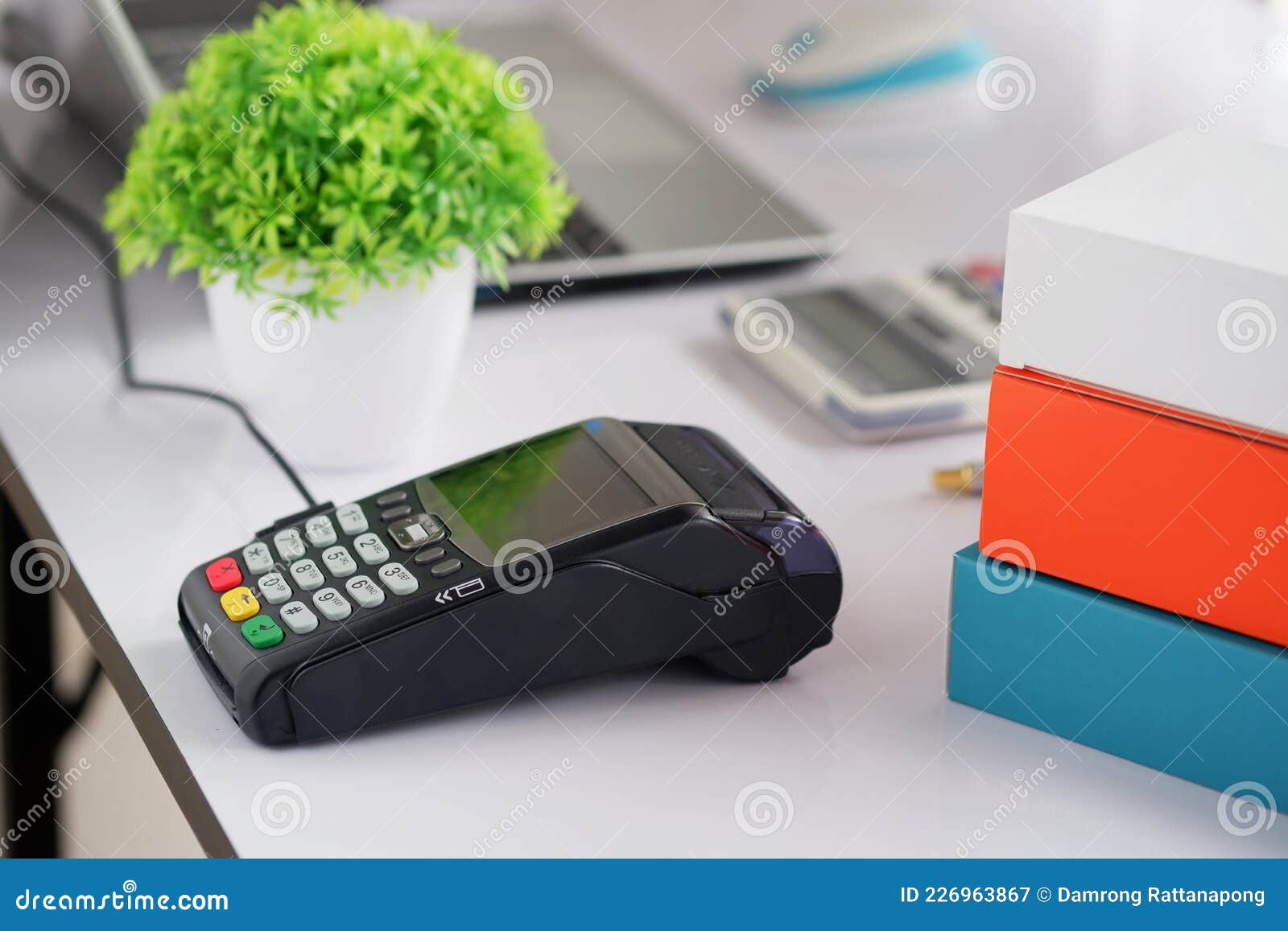 Card Swipe Machine on the Table for Customers Using Credit Cards ...