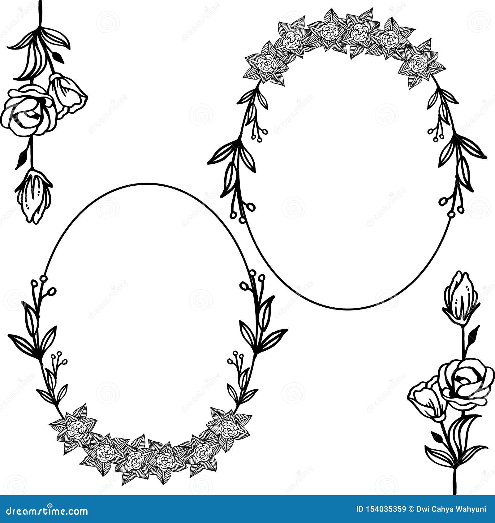 Card Template with Beautiful Wreath Frame. Vector Stock Vector ...
