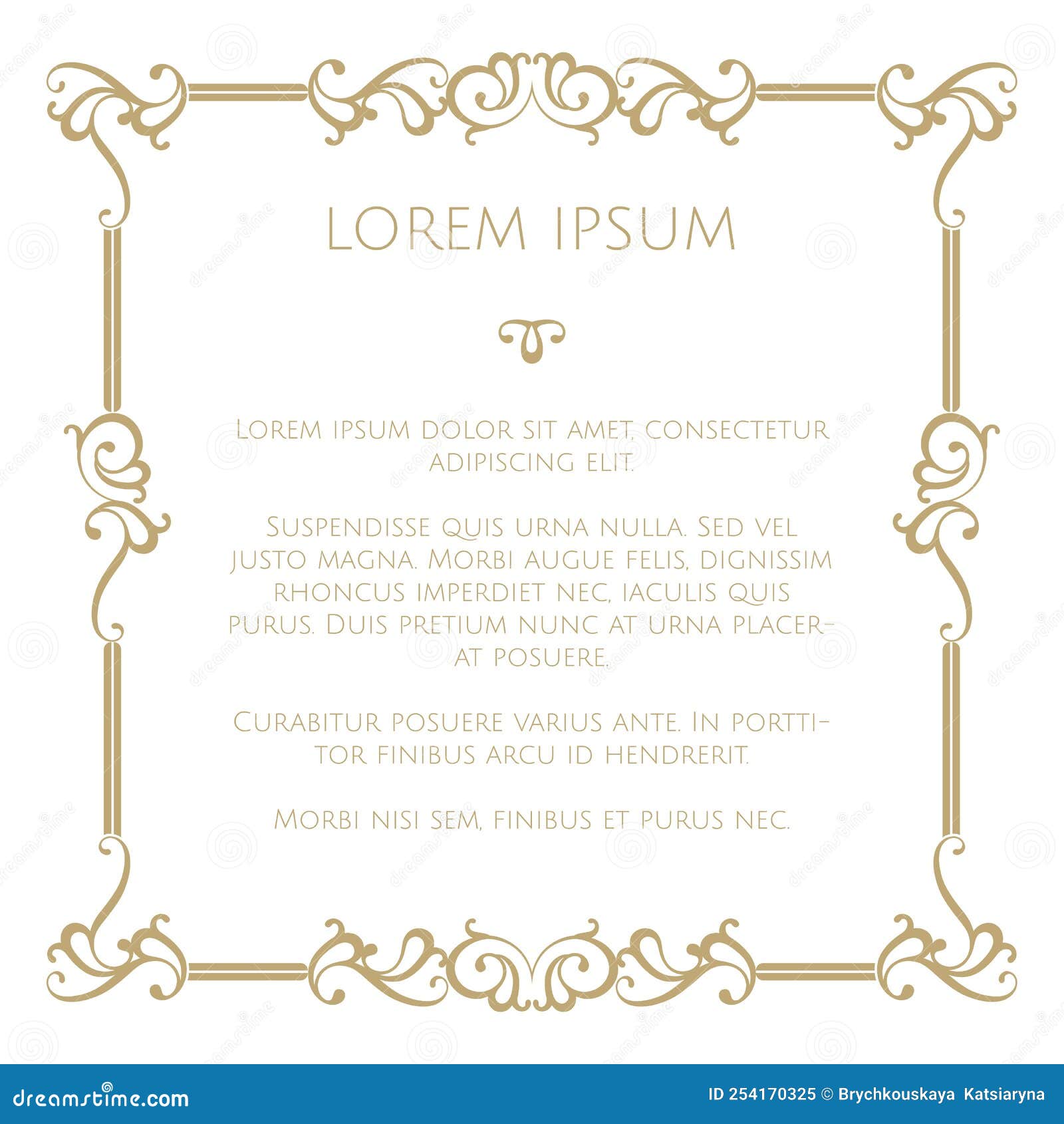 Card Template with Classic Square Frame Stock Vector - Illustration of ...