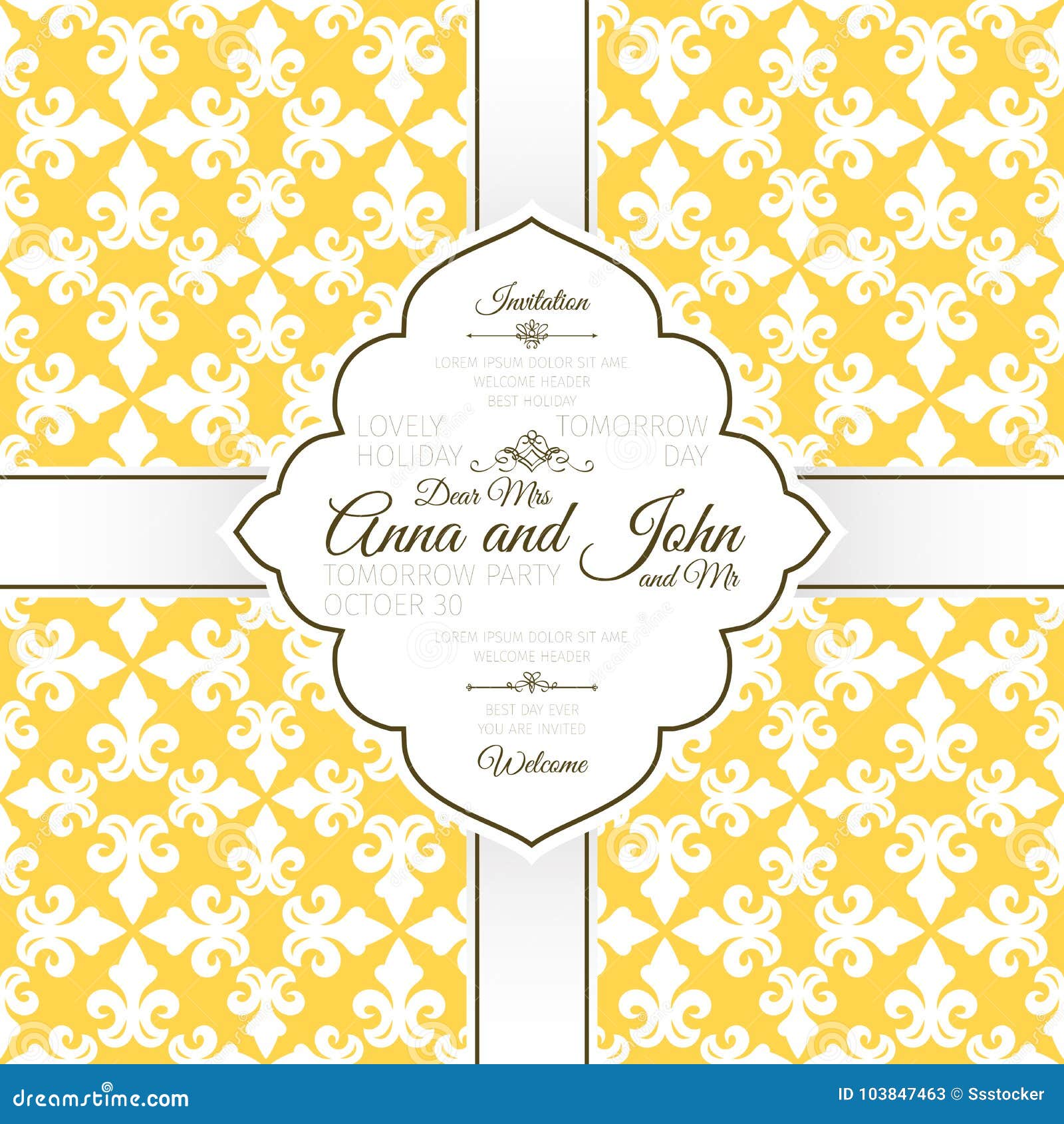 Card Template with French Yellow Pattern Stock Vector - Illustration of ...