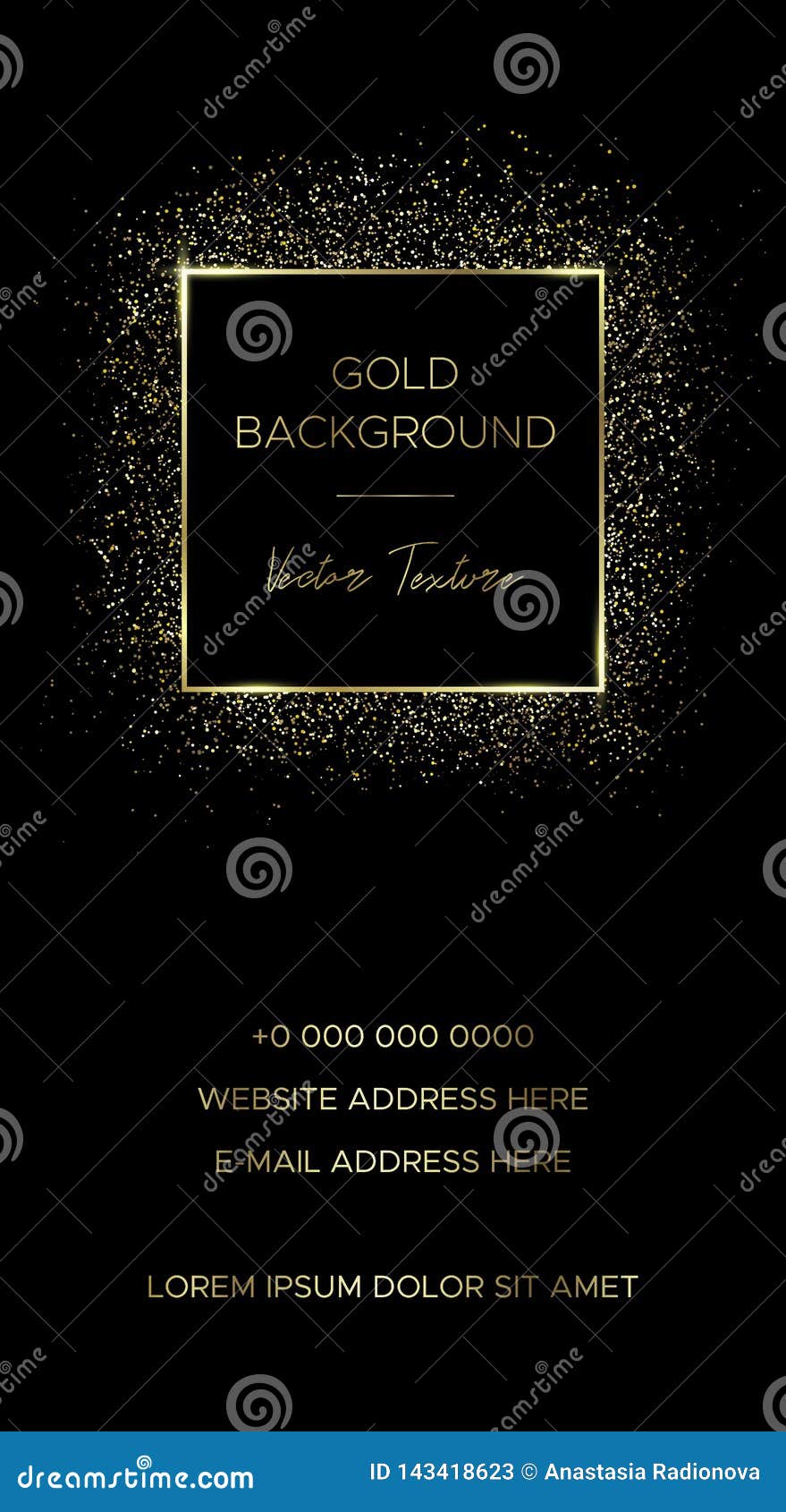 Card Template with Square Frame of Gold Particles. Stock Vector ...