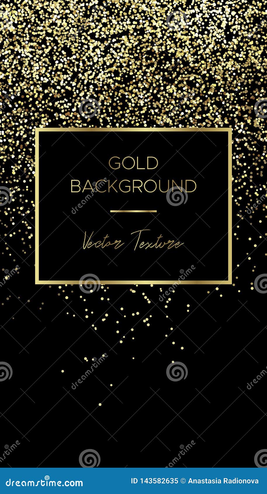 Card Template with Square Frame of Gold Particles. Stock Vector ...