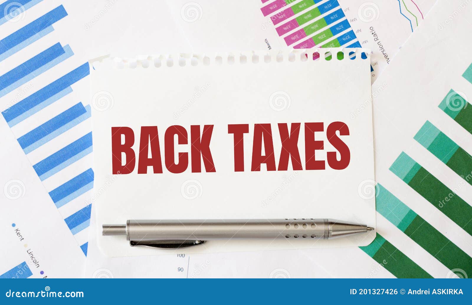 Card with Text BACK TAXES. Diagram and White Background Stock Photo ...