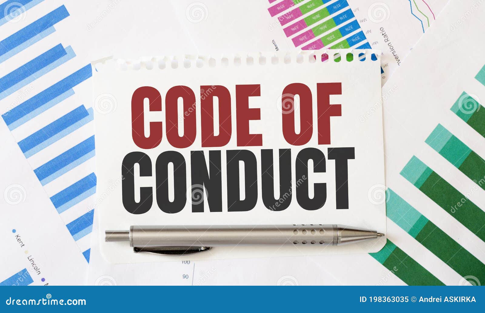Card with Text CODE of CONDUCT. Diagram and White Background Stock ...