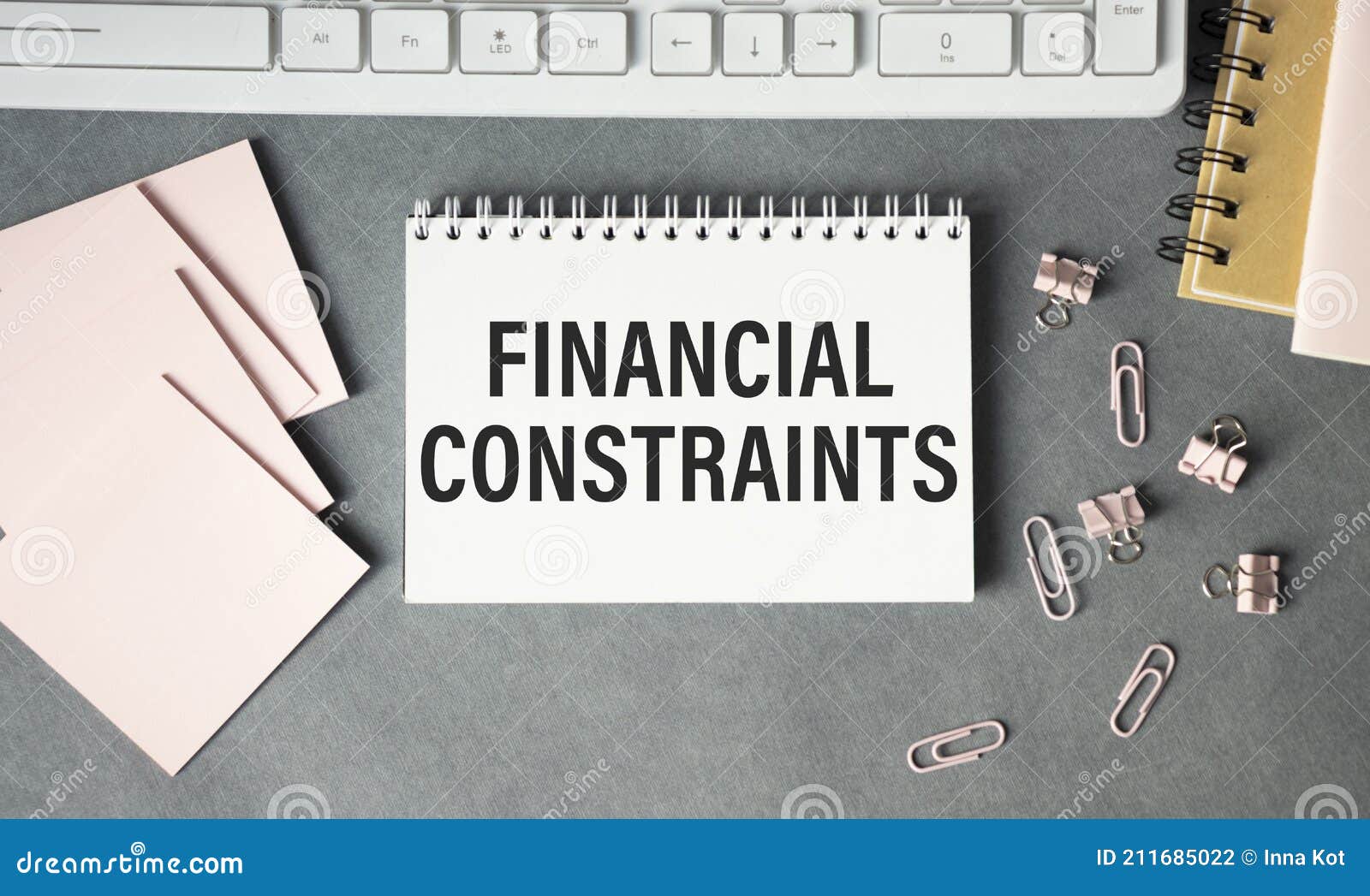 FINANCIAL CONSTRAINTS - Words In A Notepad On A Wooden Green Background ...