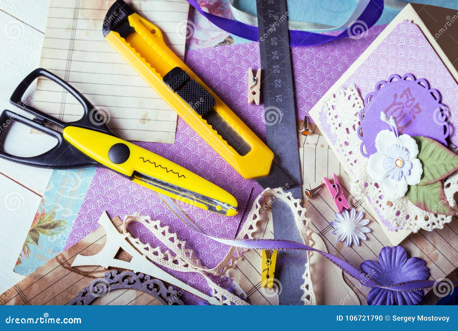Card and Tools with Decoration Stock Photo - Image of line, decor ...
