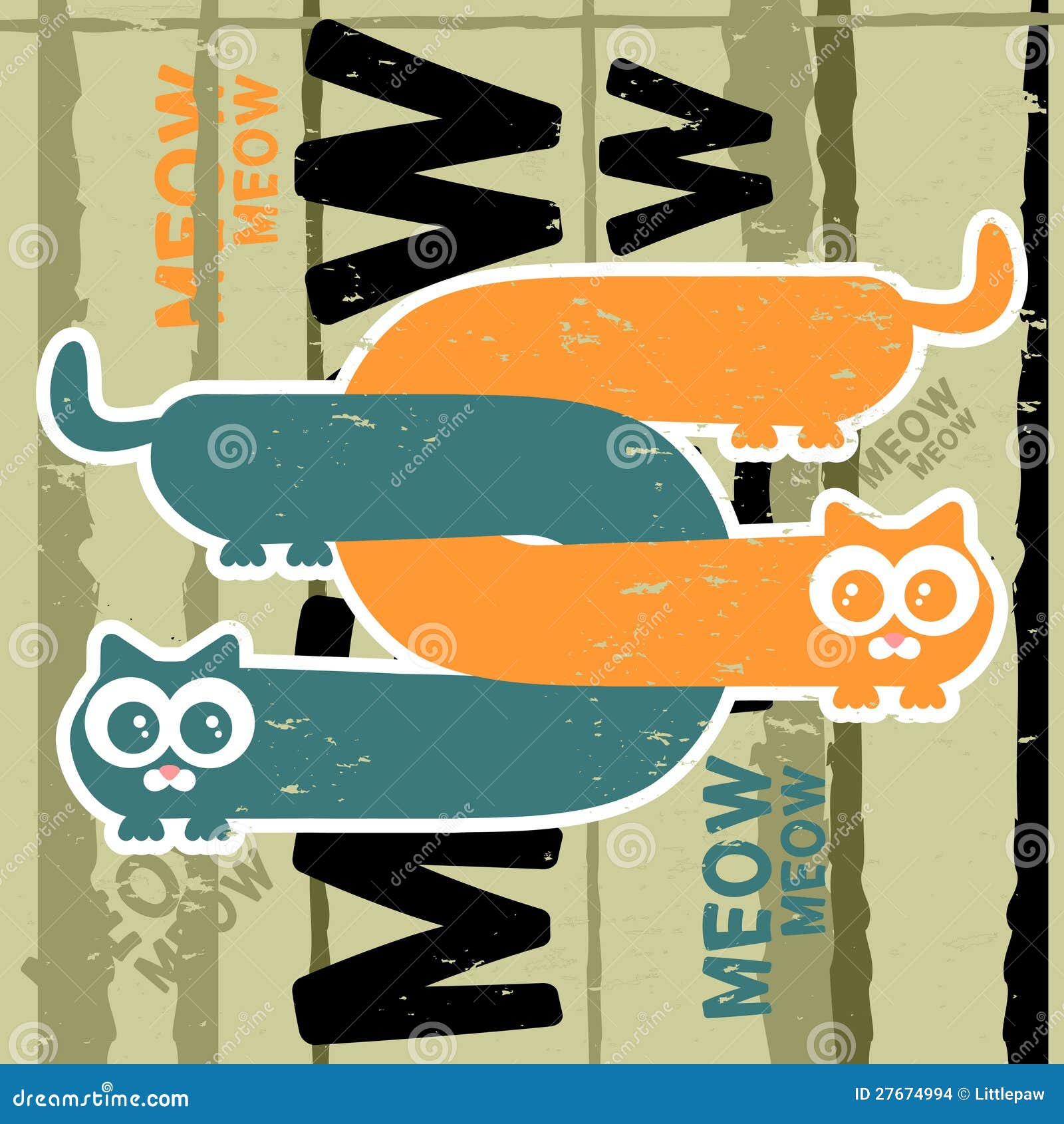 Card with two cats stock vector. Illustration of animal - 27674994