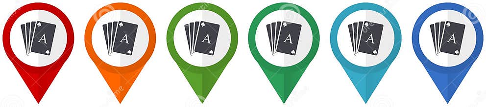 Card Vector Pointers, Set of Colorful Flat Design Icons Isolated on ...