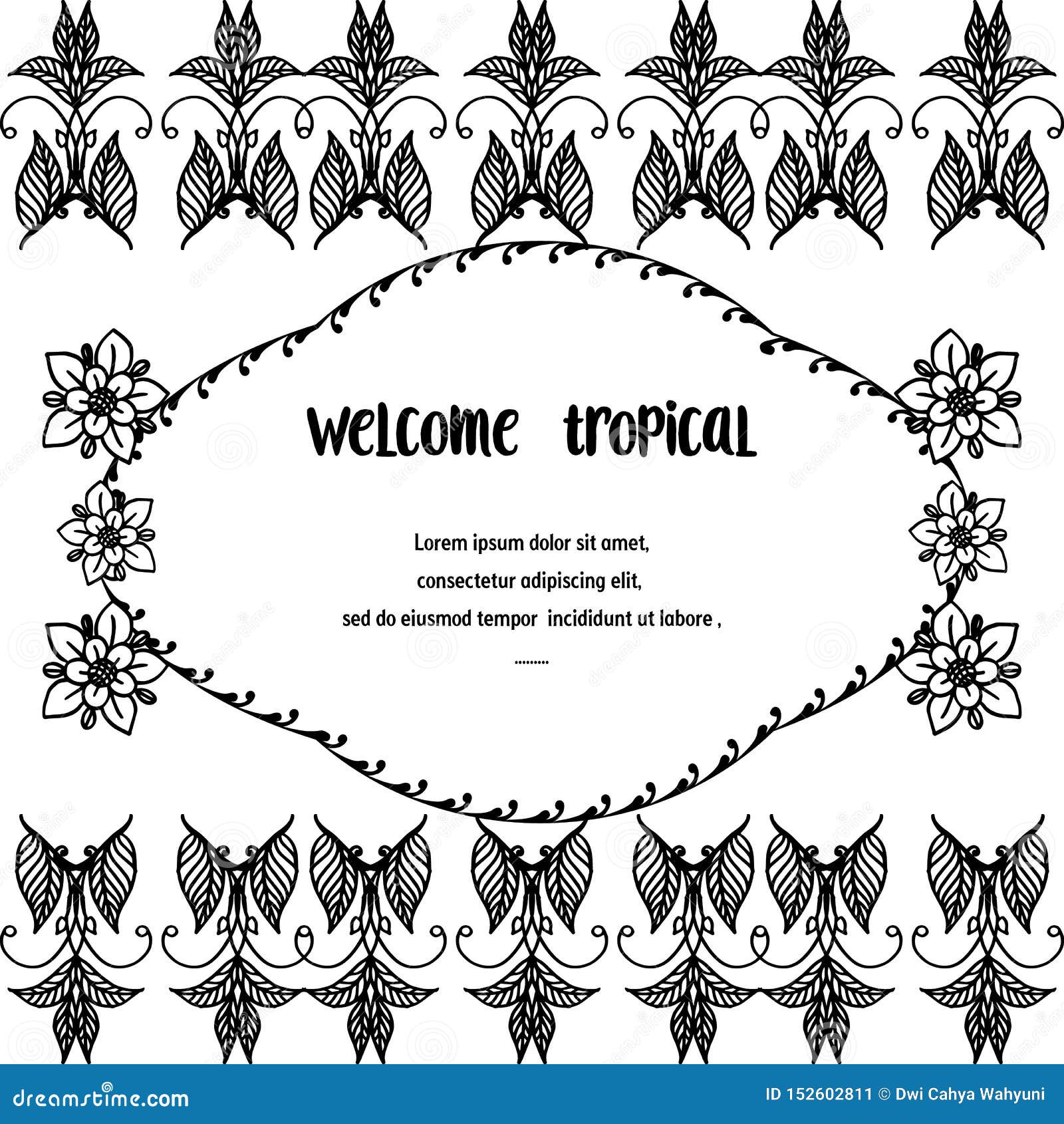 Card of Welcome Tropical, Design Flower Frame. Vector Stock Vector ...