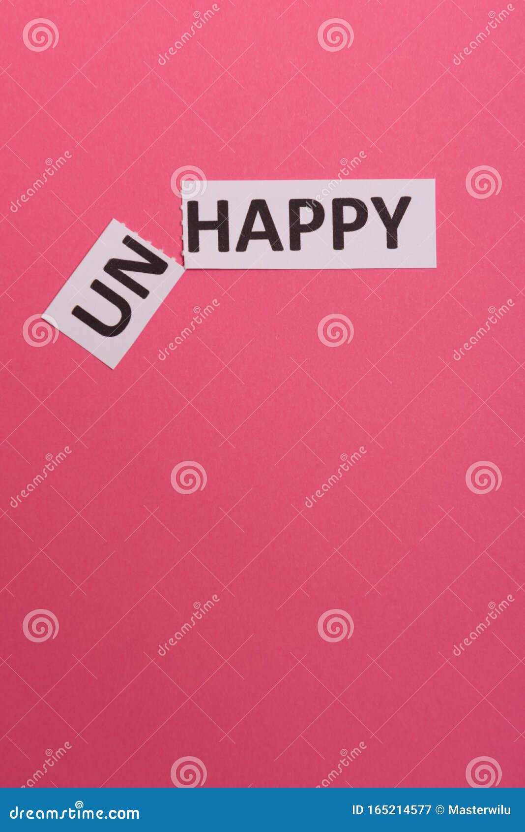 Card Wit Text Unhappy, Cutting Word & X27;un& X27; so it Written & X27 ...