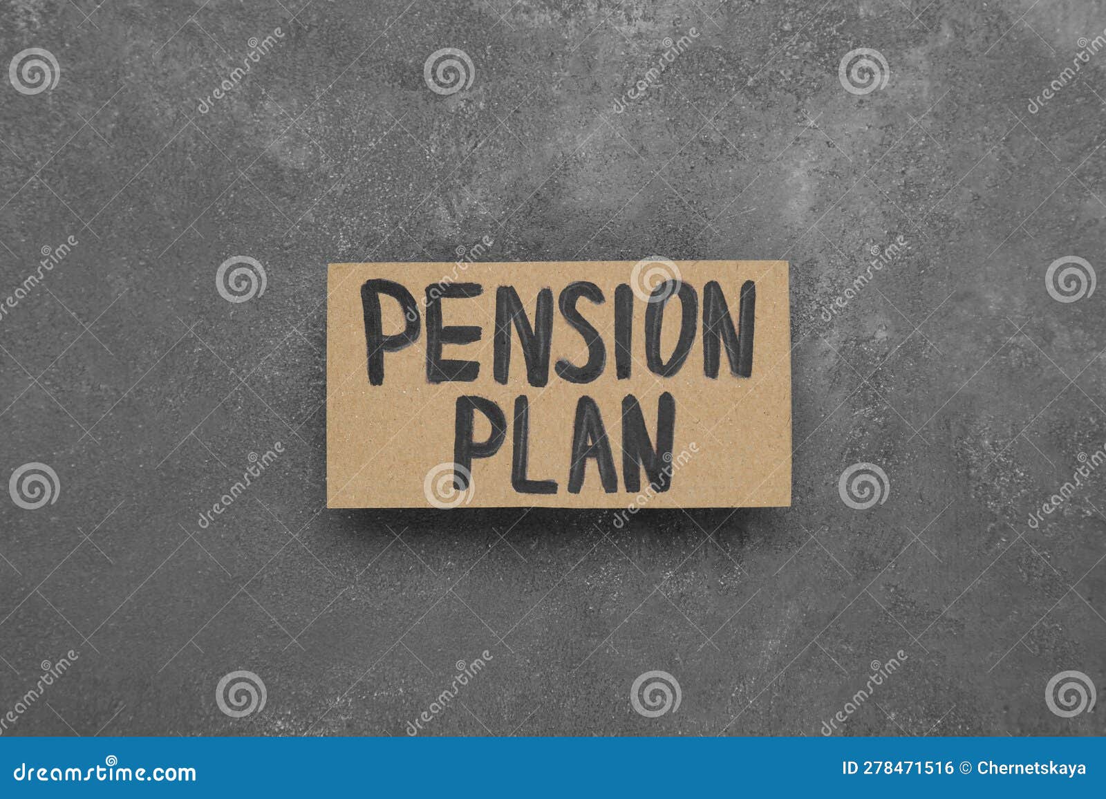 Card with Words Pension Plan on Grey Table, Top View Stock Photo ...