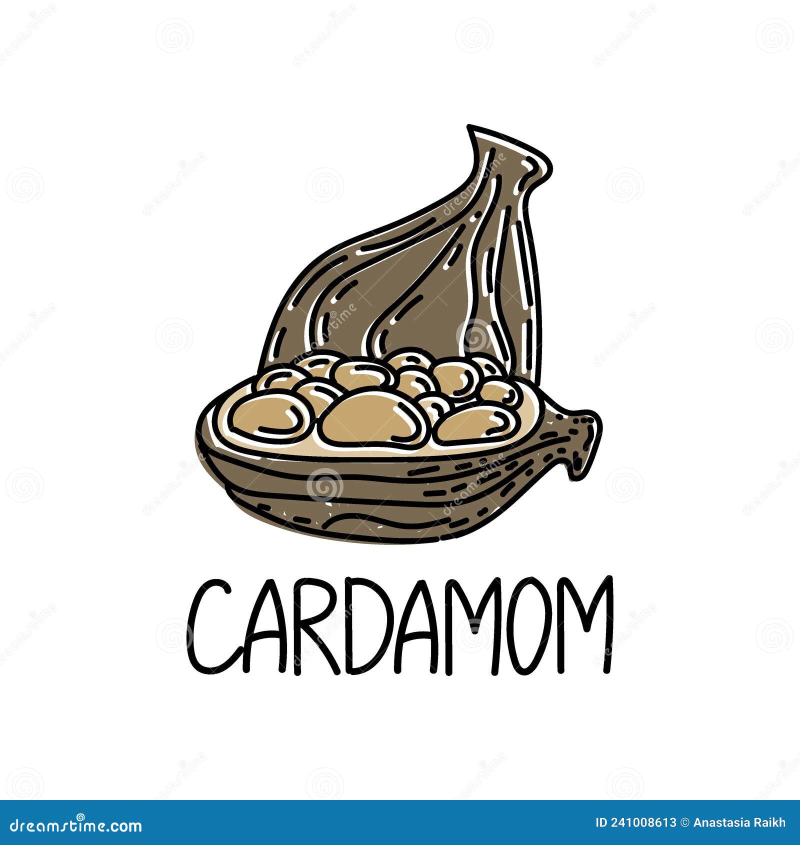 Cardamom, Drawn Element in Doodle Style. Logo and Emblem Packaging ...